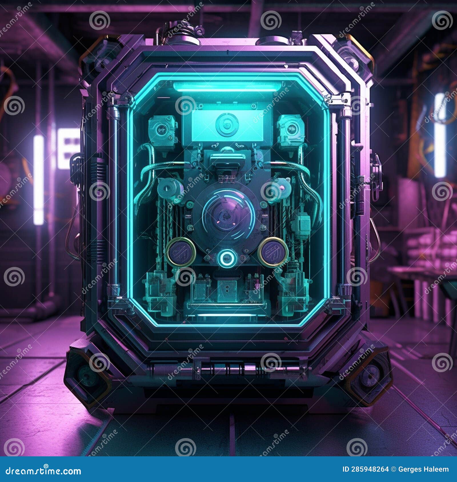 Photo Highttech Plasma Quantum Computer Tube with Glowing Energy Inside ...