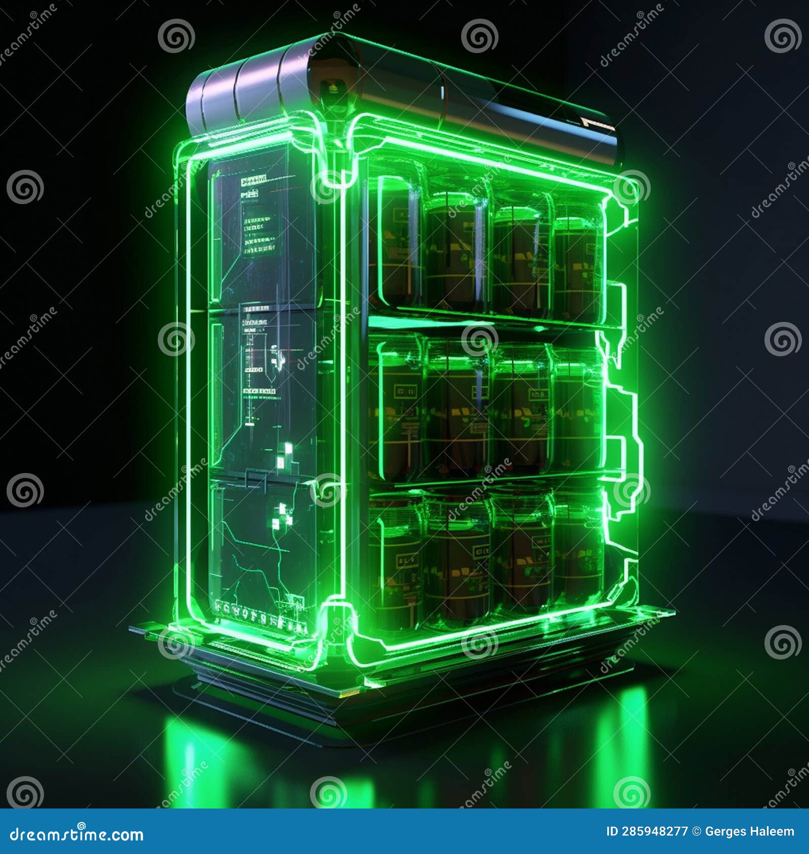 Photo Highttech Plasma Quantum Computer Tube with Glowing Energy Inside ...