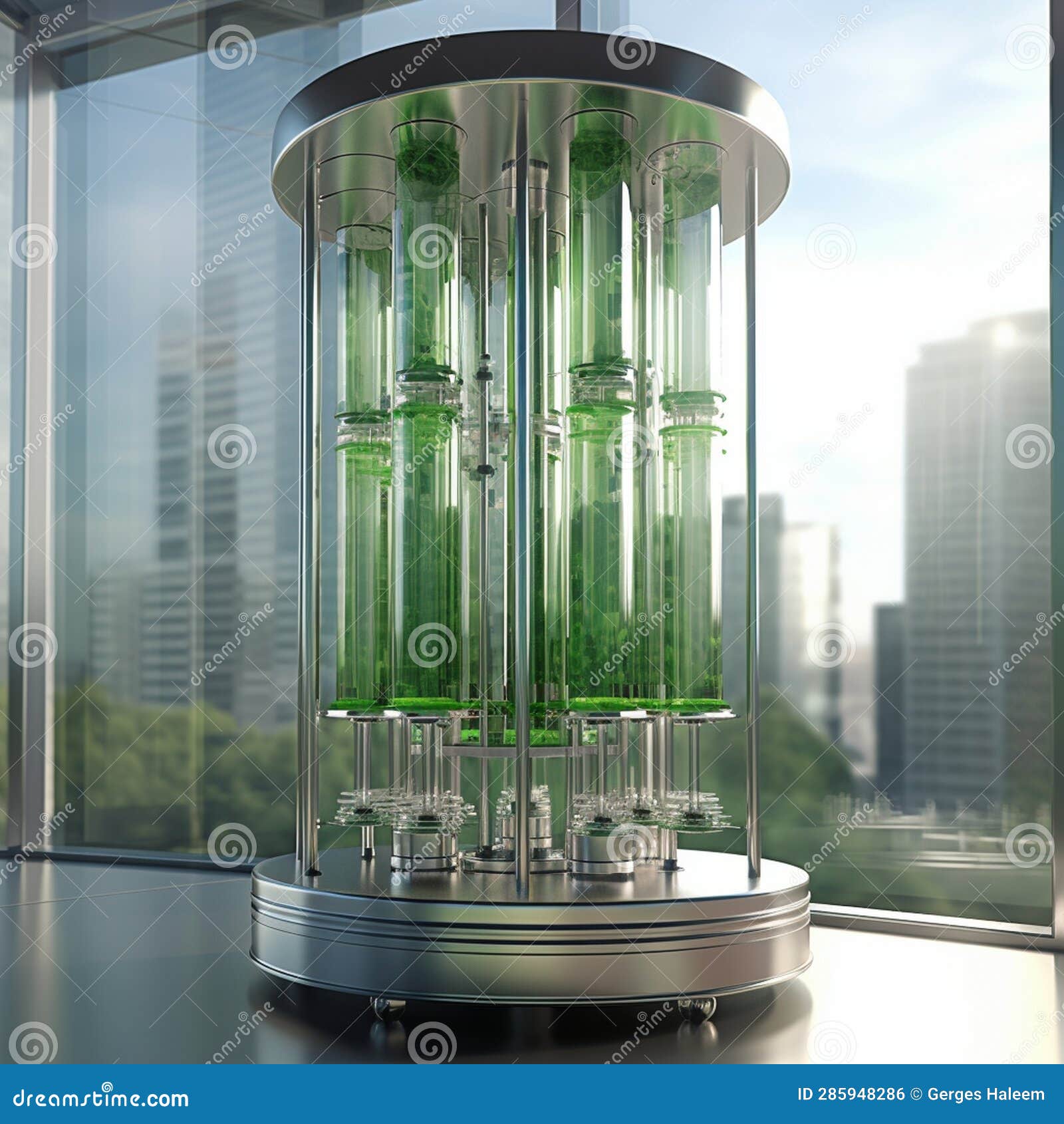 Photo Highttech Plasma Quantum Computer Tube with Glowing Energy Inside ...