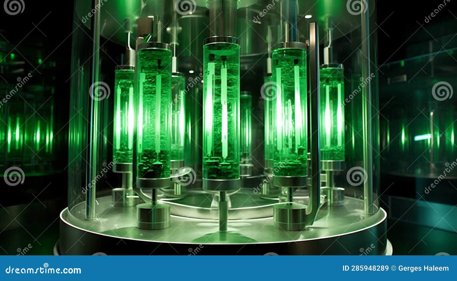 Photo Highttech Plasma Quantum Computer Tube with Glowing Energy Inside ...