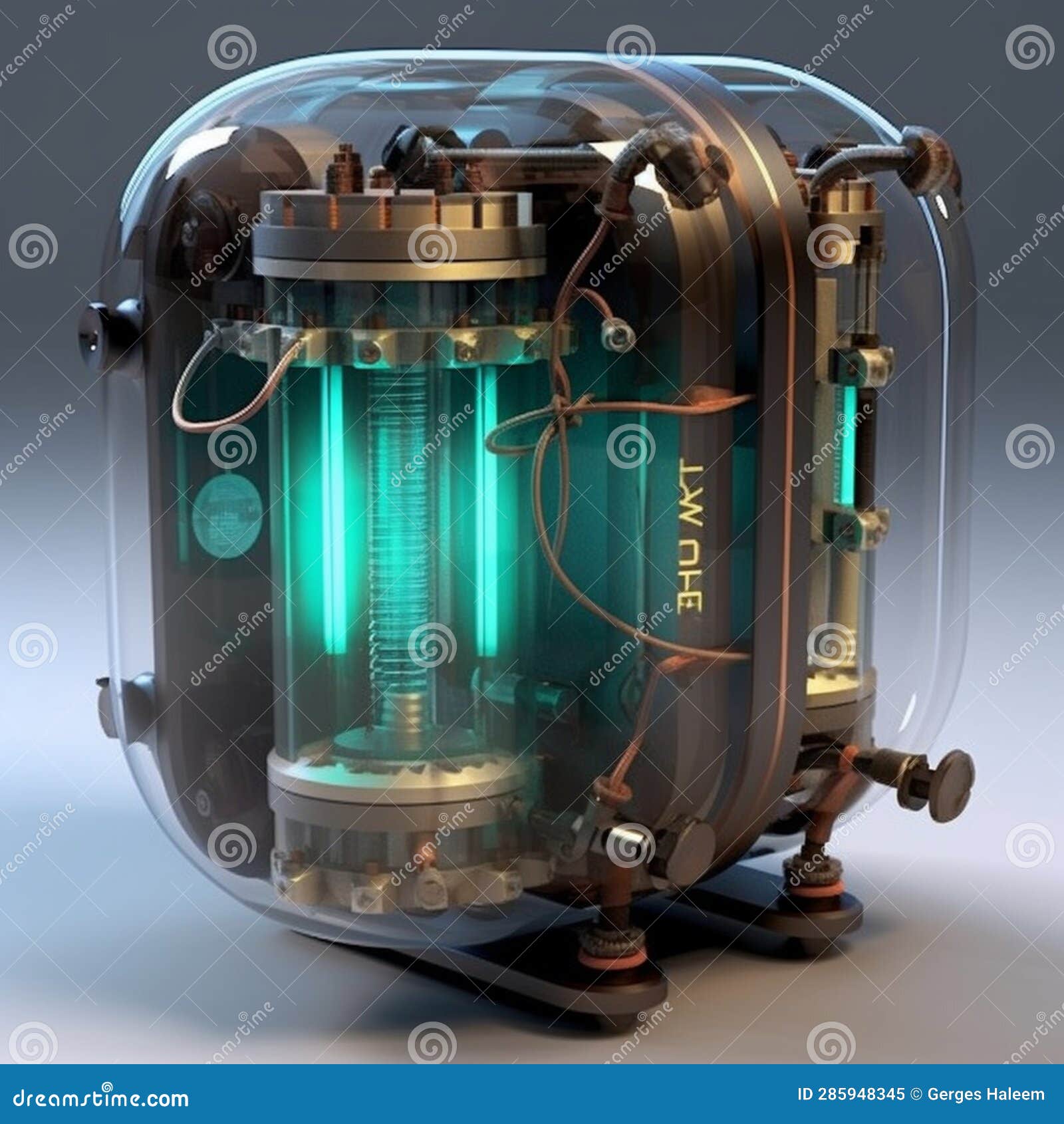 Photo Highttech Plasma Quantum Computer Tube with Glowing Energy Inside ...