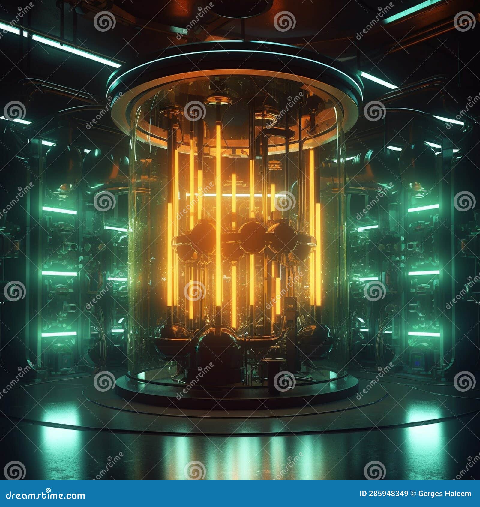 Photo Highttech Plasma Quantum Computer Tube with Glowing Energy Inside ...