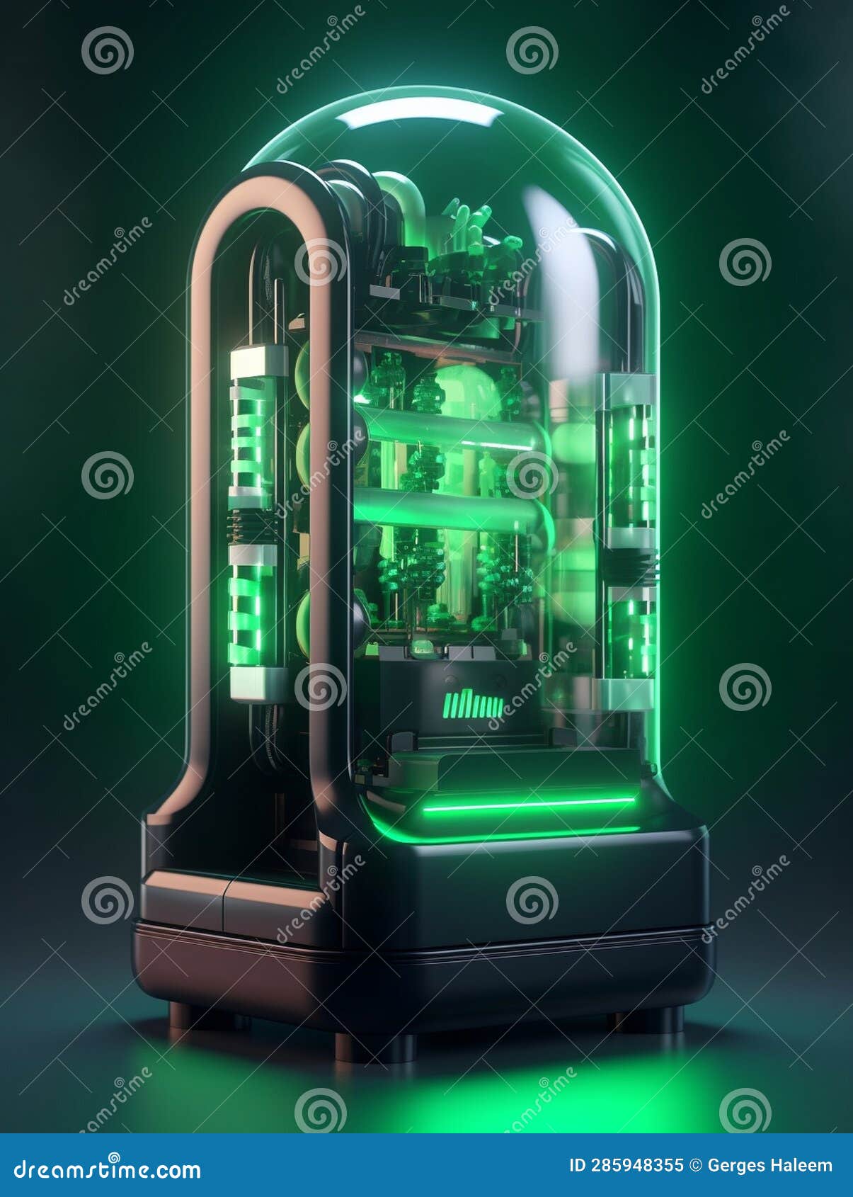 Photo Highttech Plasma Quantum Computer Tube with Glowing Energy Inside ...