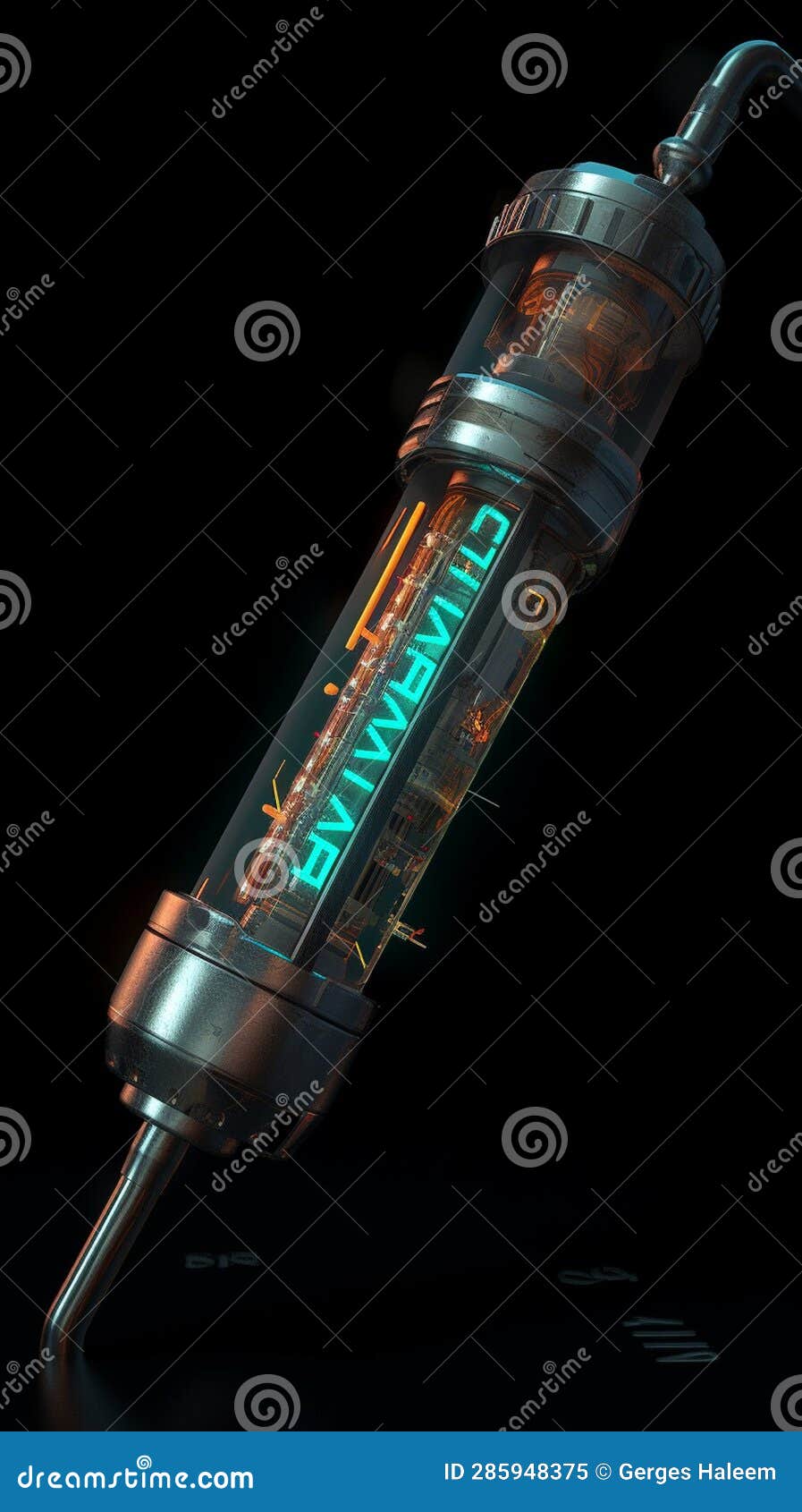 Photo Highttech Plasma Quantum Computer Tube with Glowing Energy Inside ...