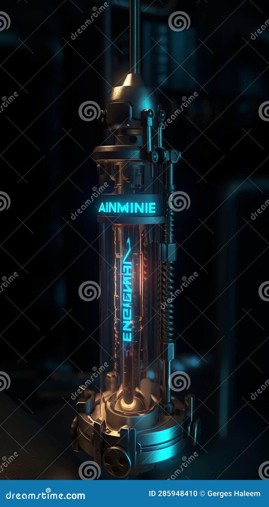 Photo Highttech Plasma Quantum Computer Tube with Glowing Energy Inside ...