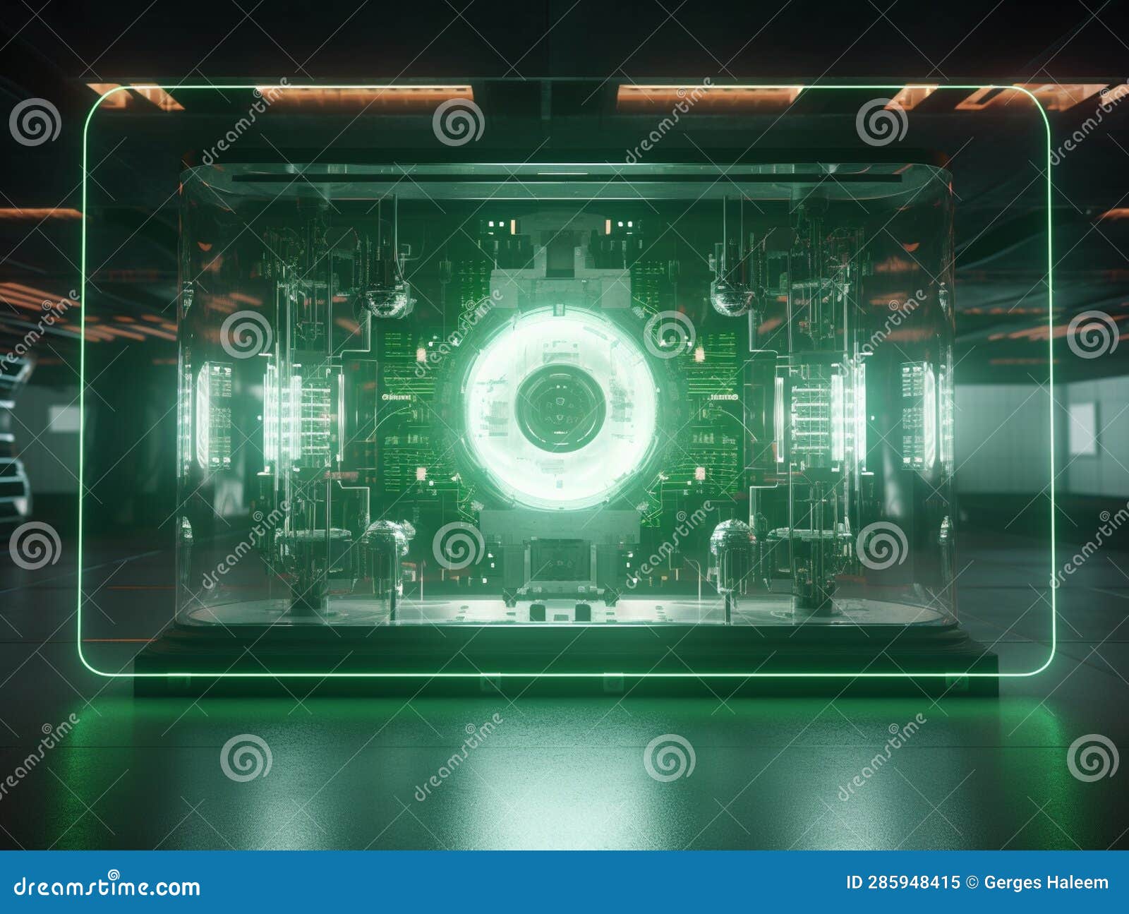 Photo Highttech Plasma Quantum Computer Tube with Glowing Energy Inside ...