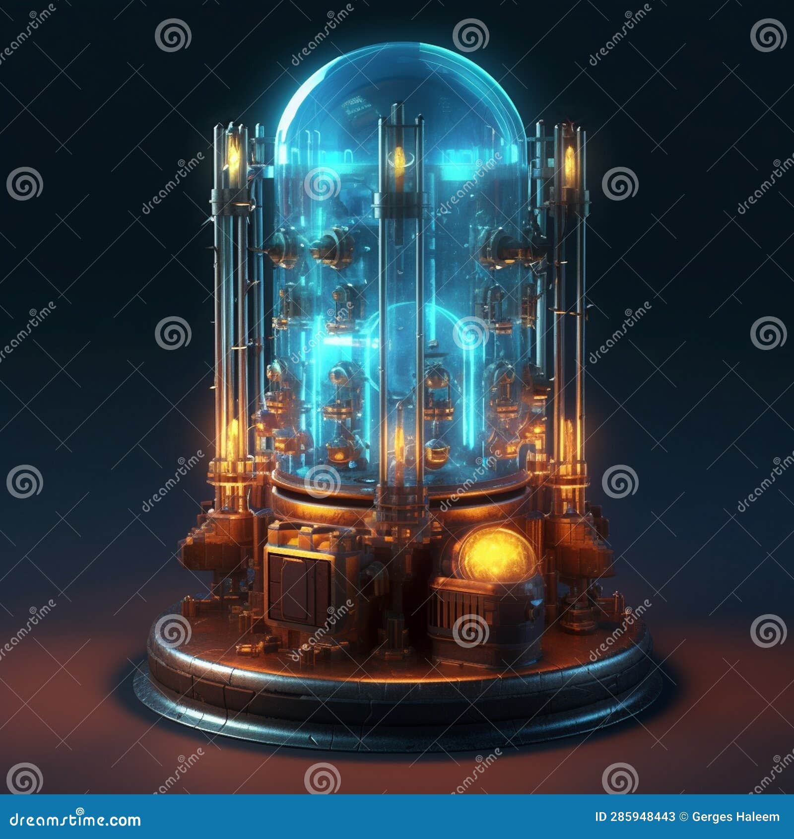 Photo Highttech Plasma Quantum Computer Tube with Glowing Energy Inside ...