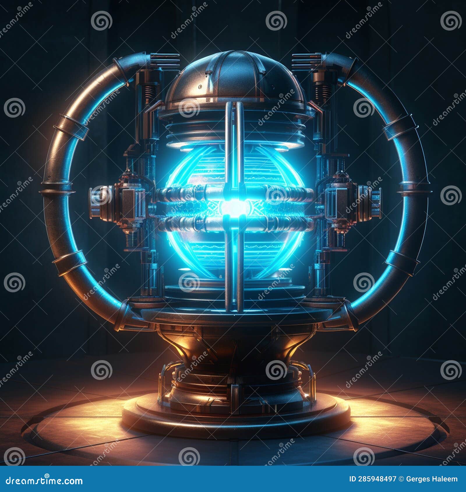 Photo Highttech Plasma Quantum Computer Tube with Glowing Energy Inside ...