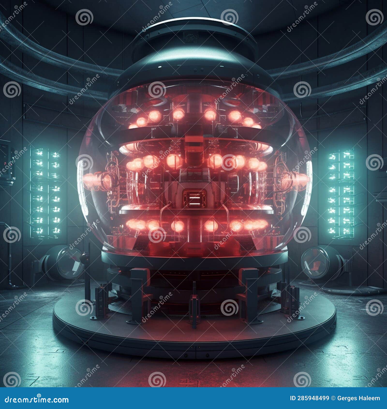 Photo Highttech Plasma Quantum Computer Tube with Glowing Energy Inside ...