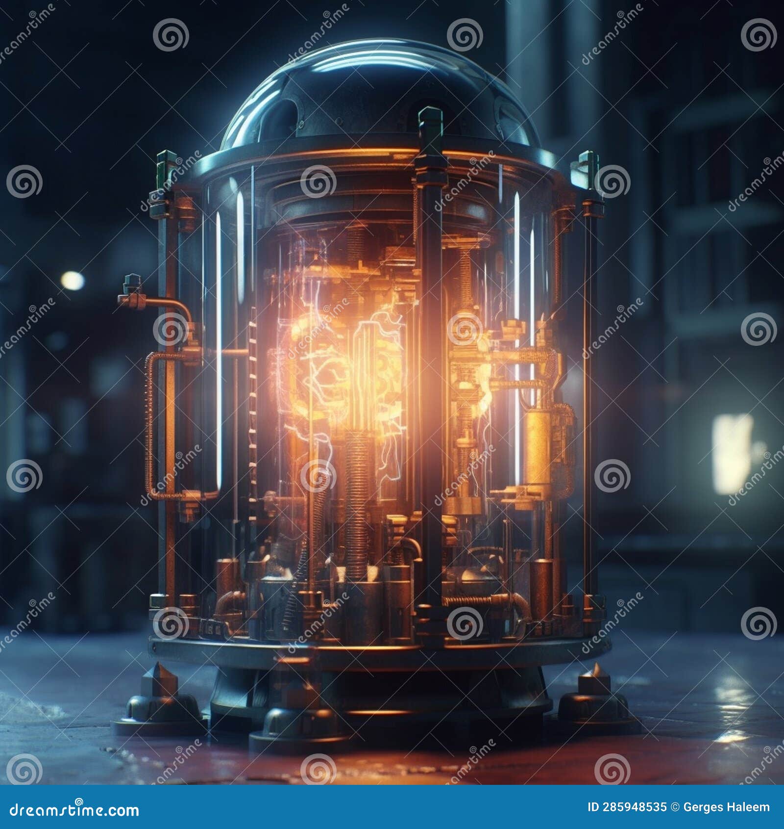 Photo Highttech Plasma Quantum Computer Tube with Glowing Energy Inside ...