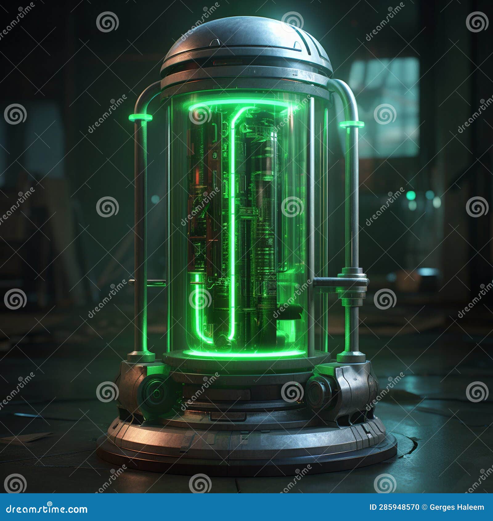 Photo Highttech Plasma Quantum Computer Tube with Glowing Energy Inside ...