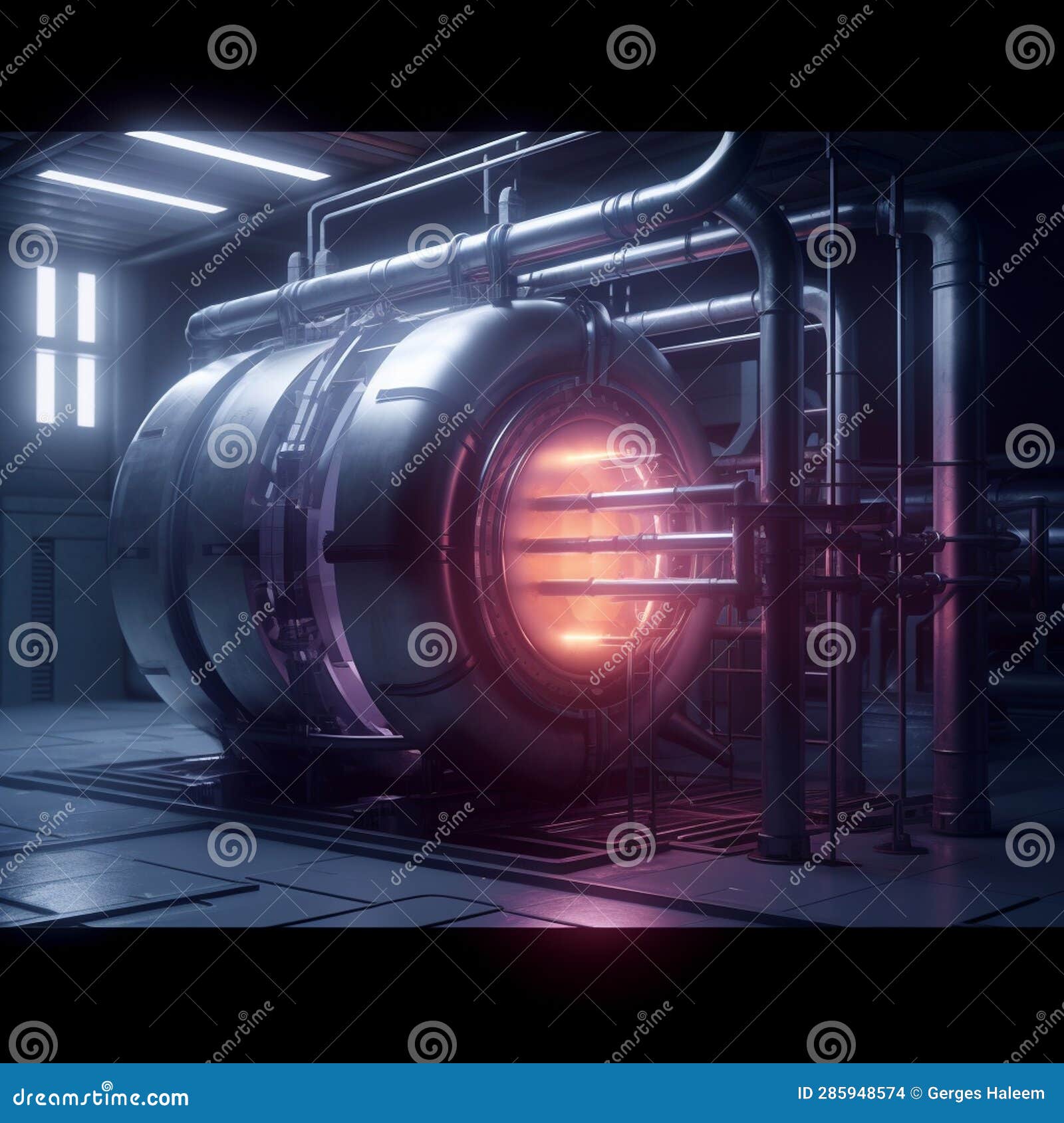 Photo Highttech Plasma Quantum Computer Tube with Glowing Energy Inside ...