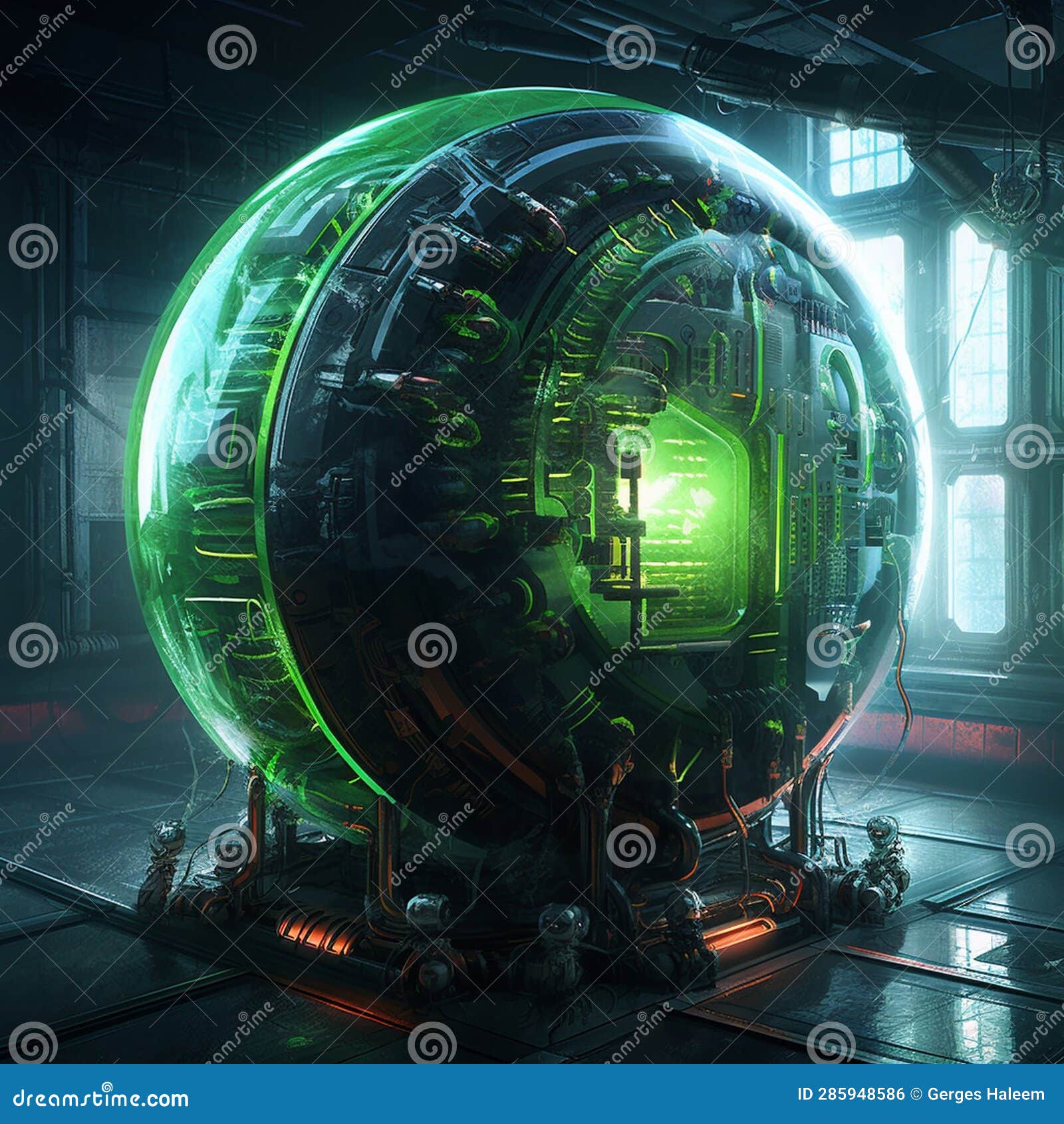 Photo Highttech Plasma Quantum Computer Tube with Glowing Energy Inside ...