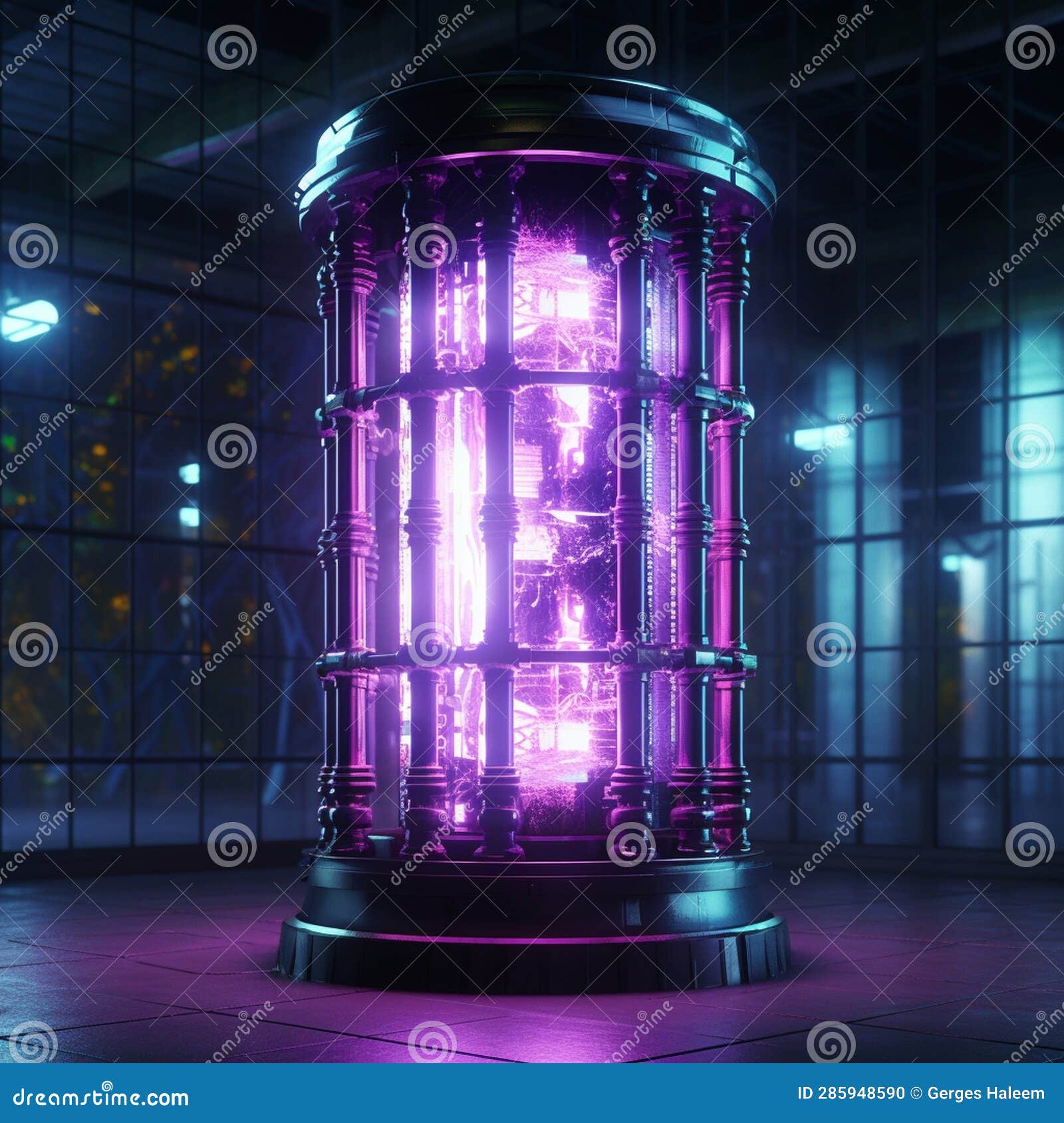 Photo Highttech Plasma Quantum Computer Tube with Glowing Energy Inside ...