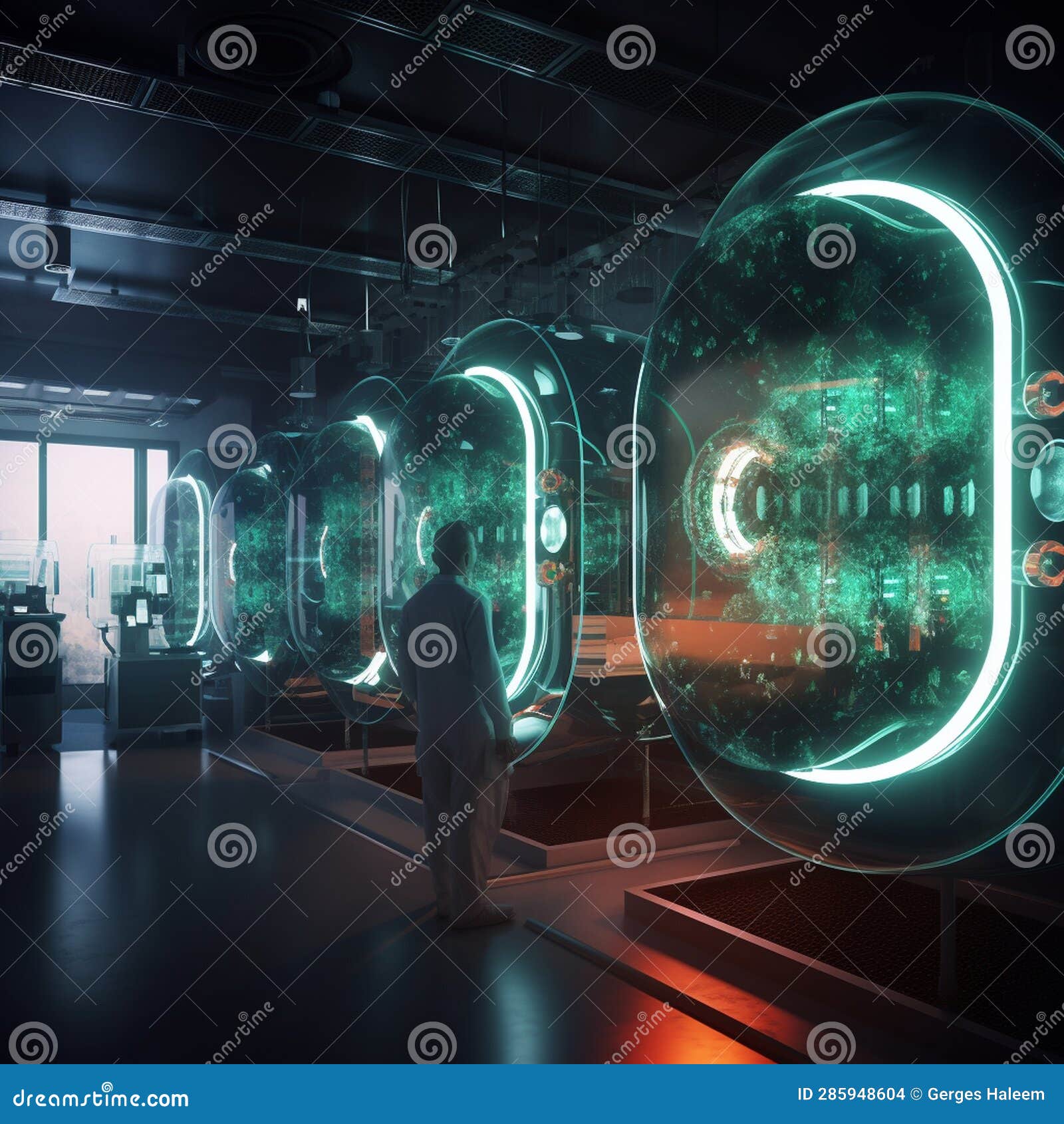 Photo Highttech Plasma Quantum Computer Tube with Glowing Energy Inside ...