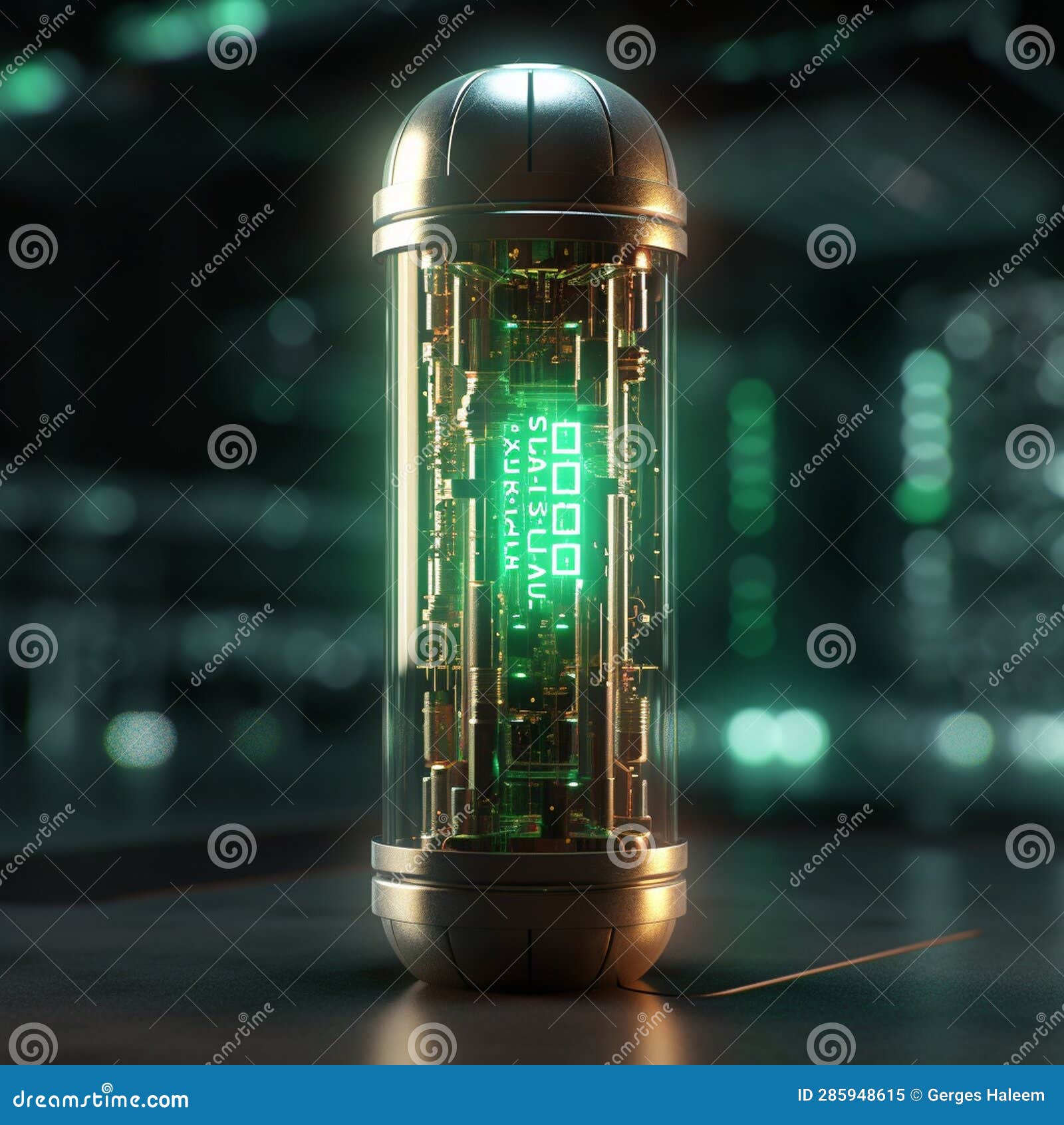 Photo Highttech Plasma Quantum Computer Tube with Glowing Energy Inside ...