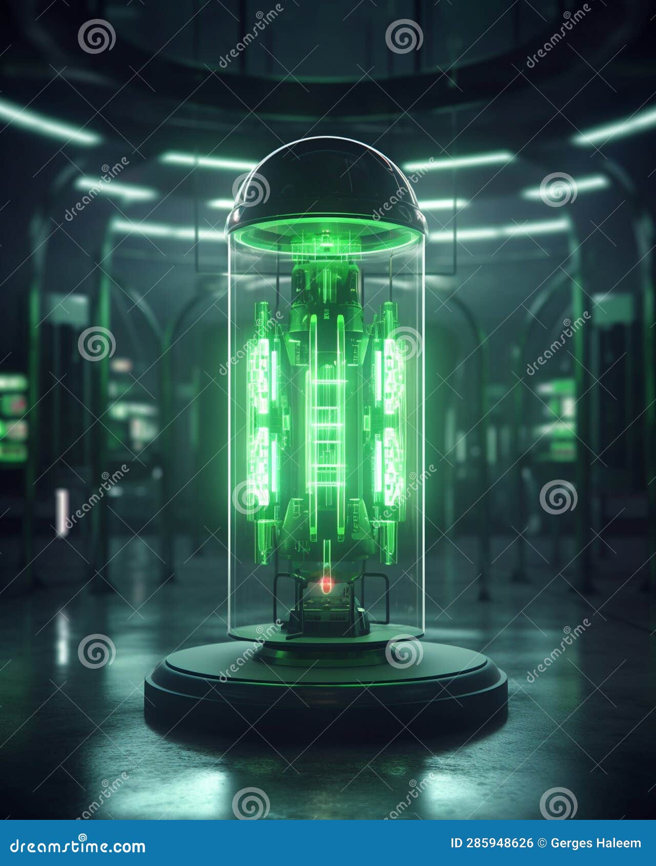 Photo Highttech Plasma Quantum Computer Tube with Glowing Energy Inside ...