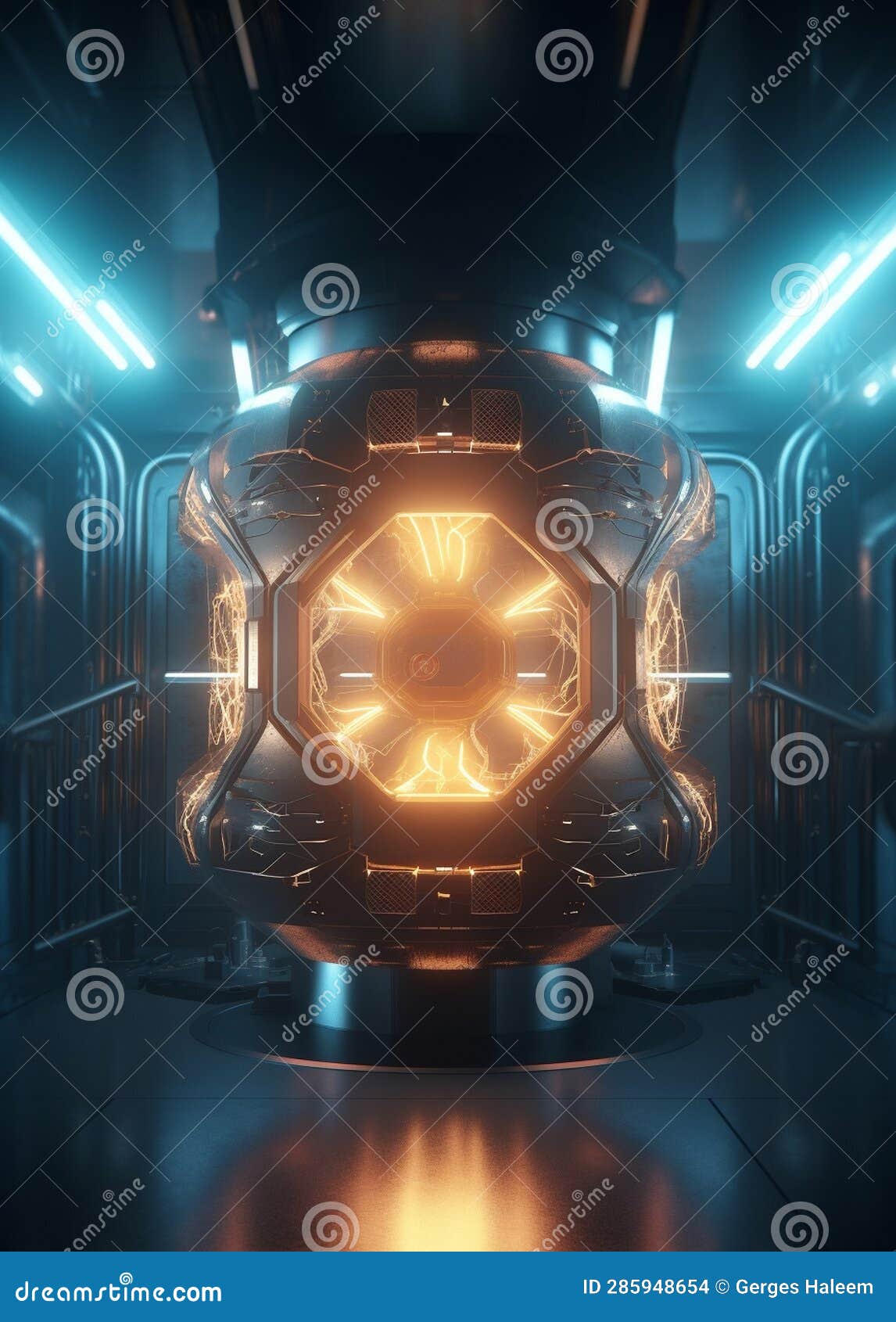 Photo Highttech Plasma Quantum Computer Tube with Glowing Energy Inside ...