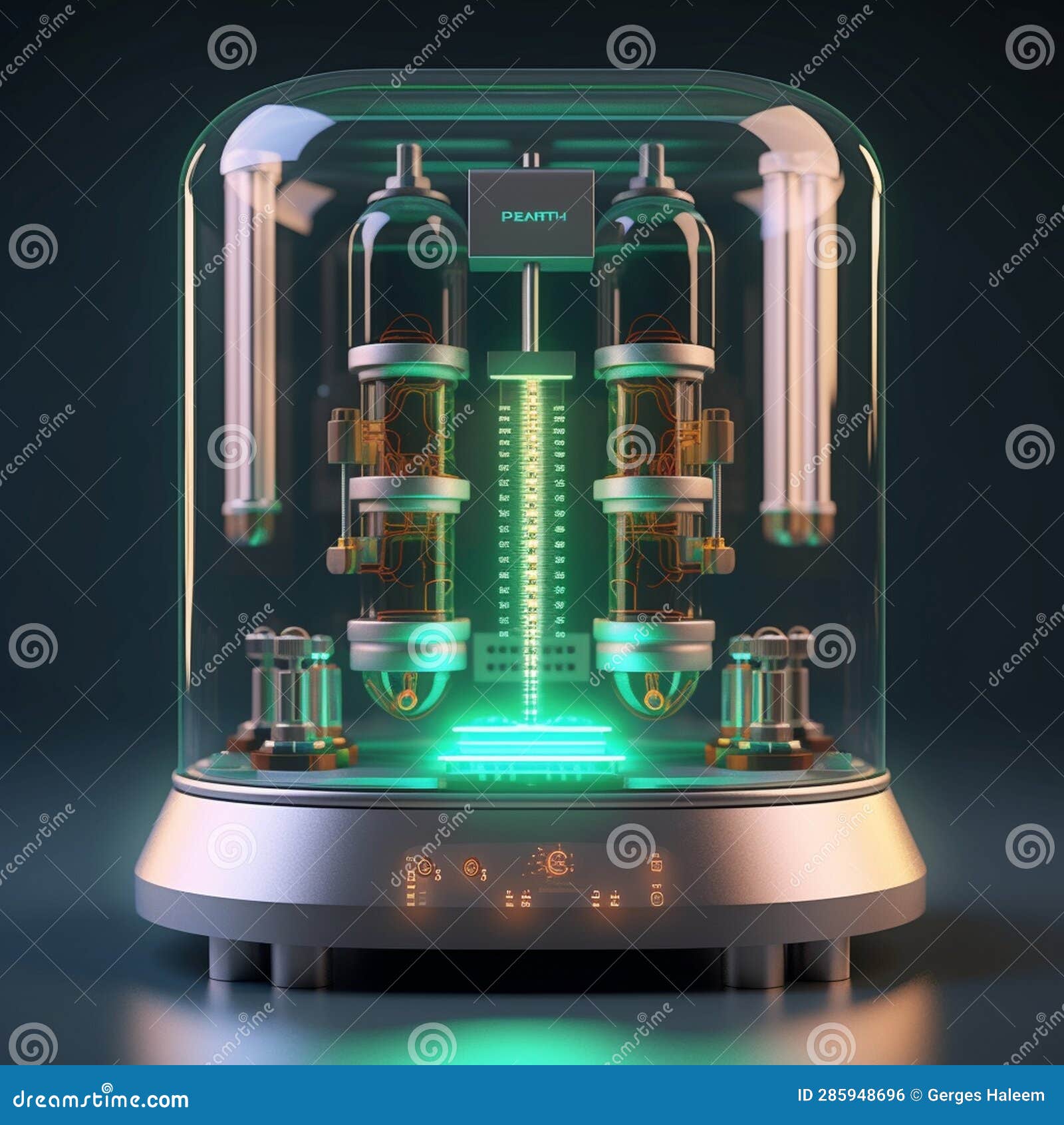 Photo Highttech Plasma Quantum Computer Tube with Glowing Energy Inside ...