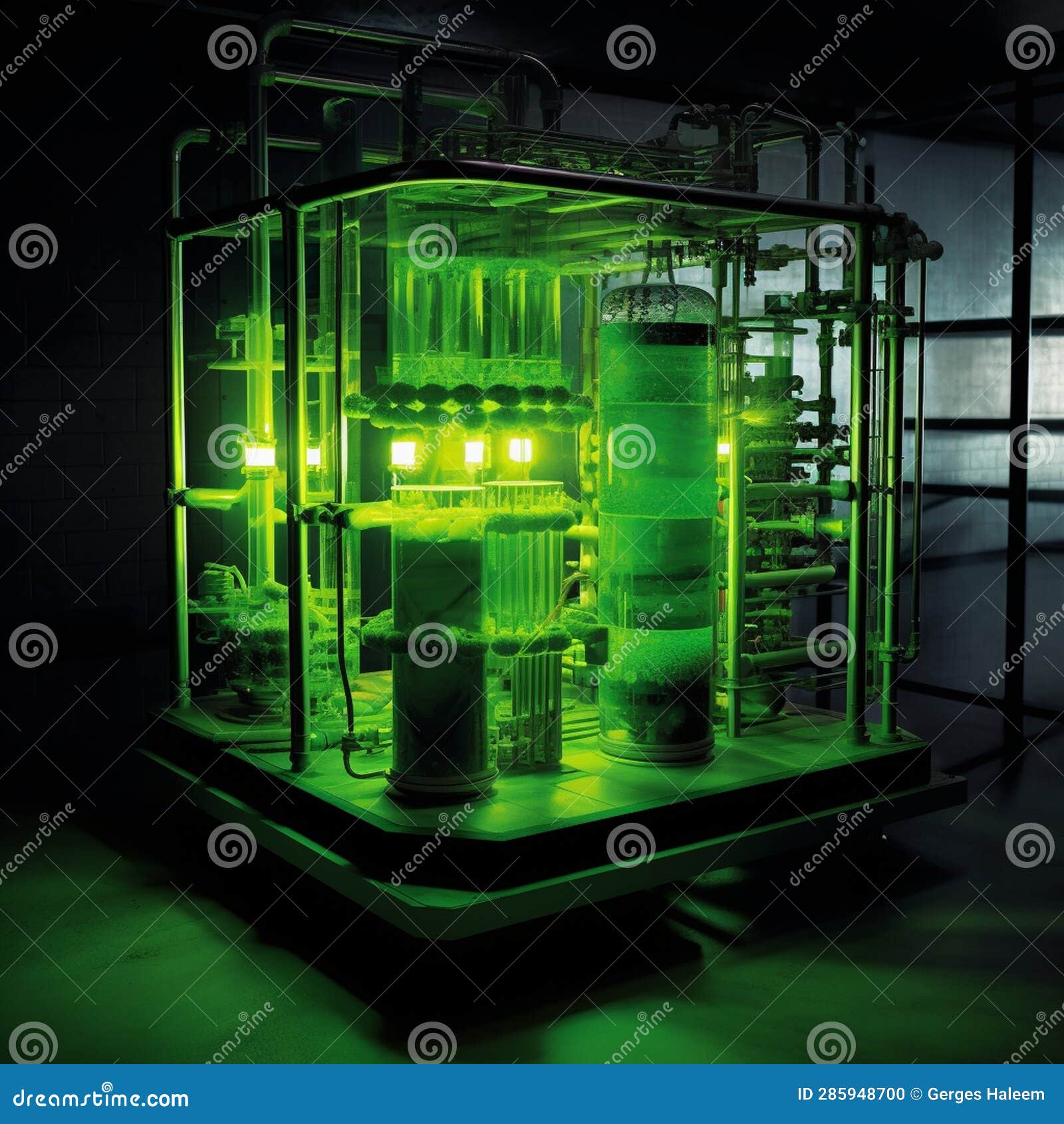 Photo Highttech Plasma Quantum Computer Tube with Glowing Energy Inside ...
