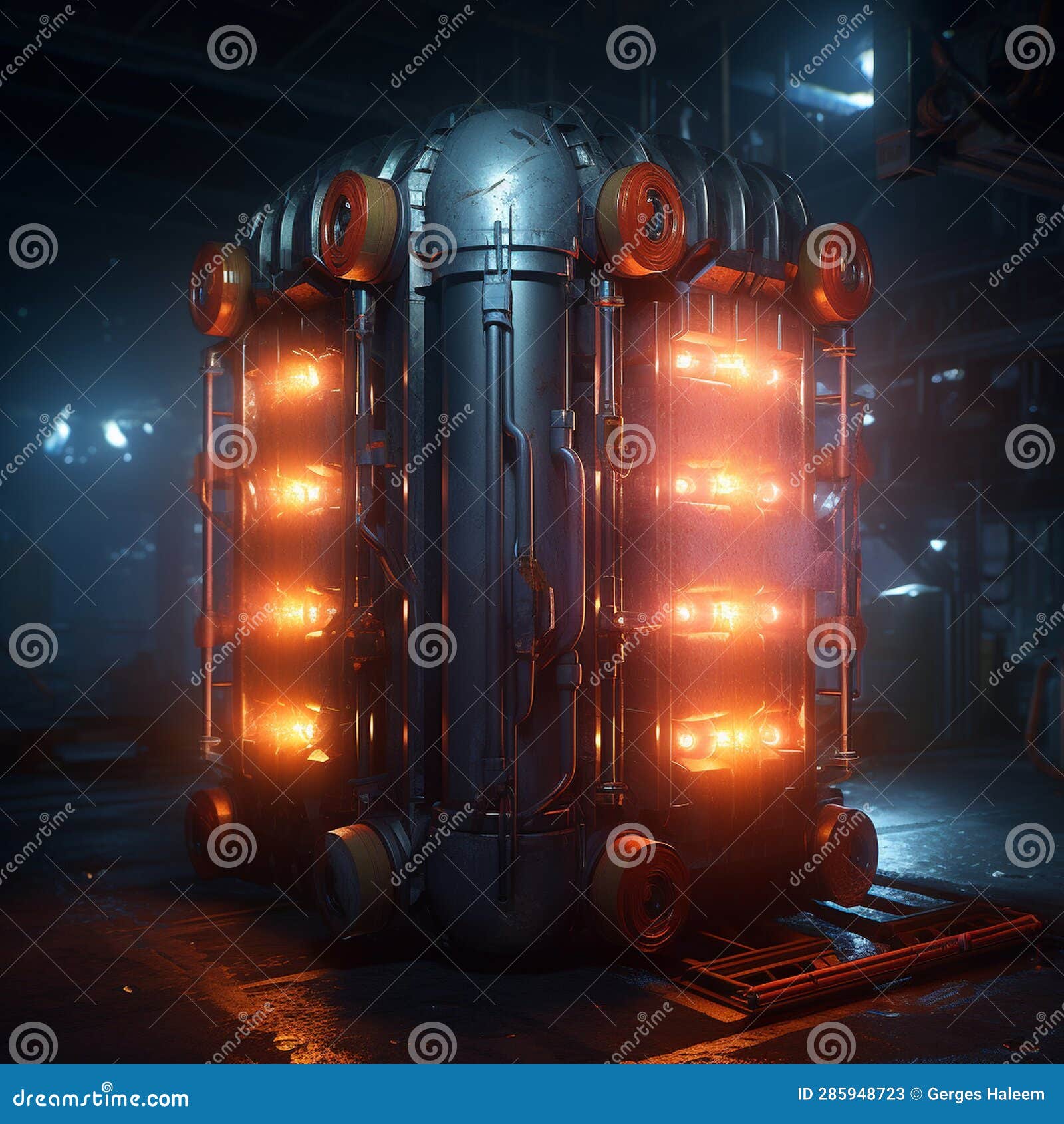 Photo Highttech Plasma Quantum Computer Tube with Glowing Energy Inside ...