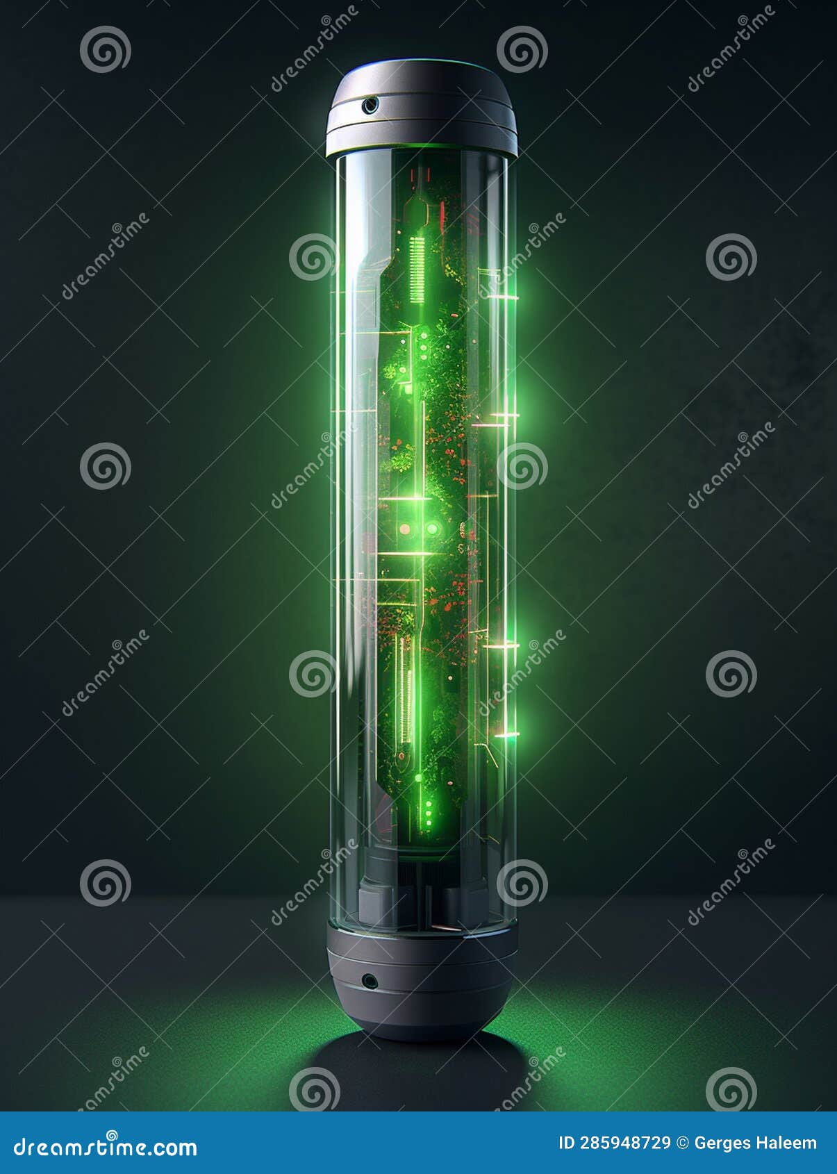 Photo Highttech Plasma Quantum Computer Tube with Glowing Energy Inside ...