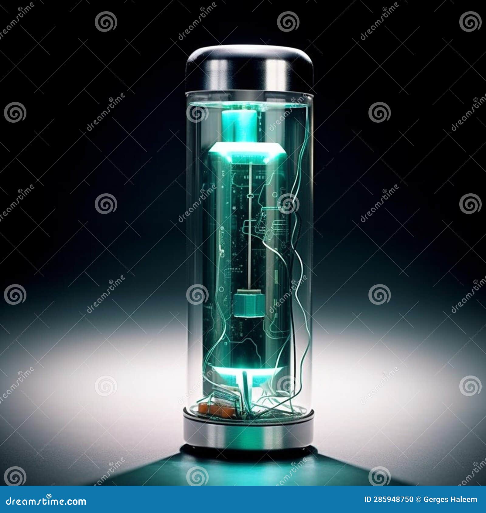 Photo Highttech Plasma Quantum Computer Tube with Glowing Energy Inside ...