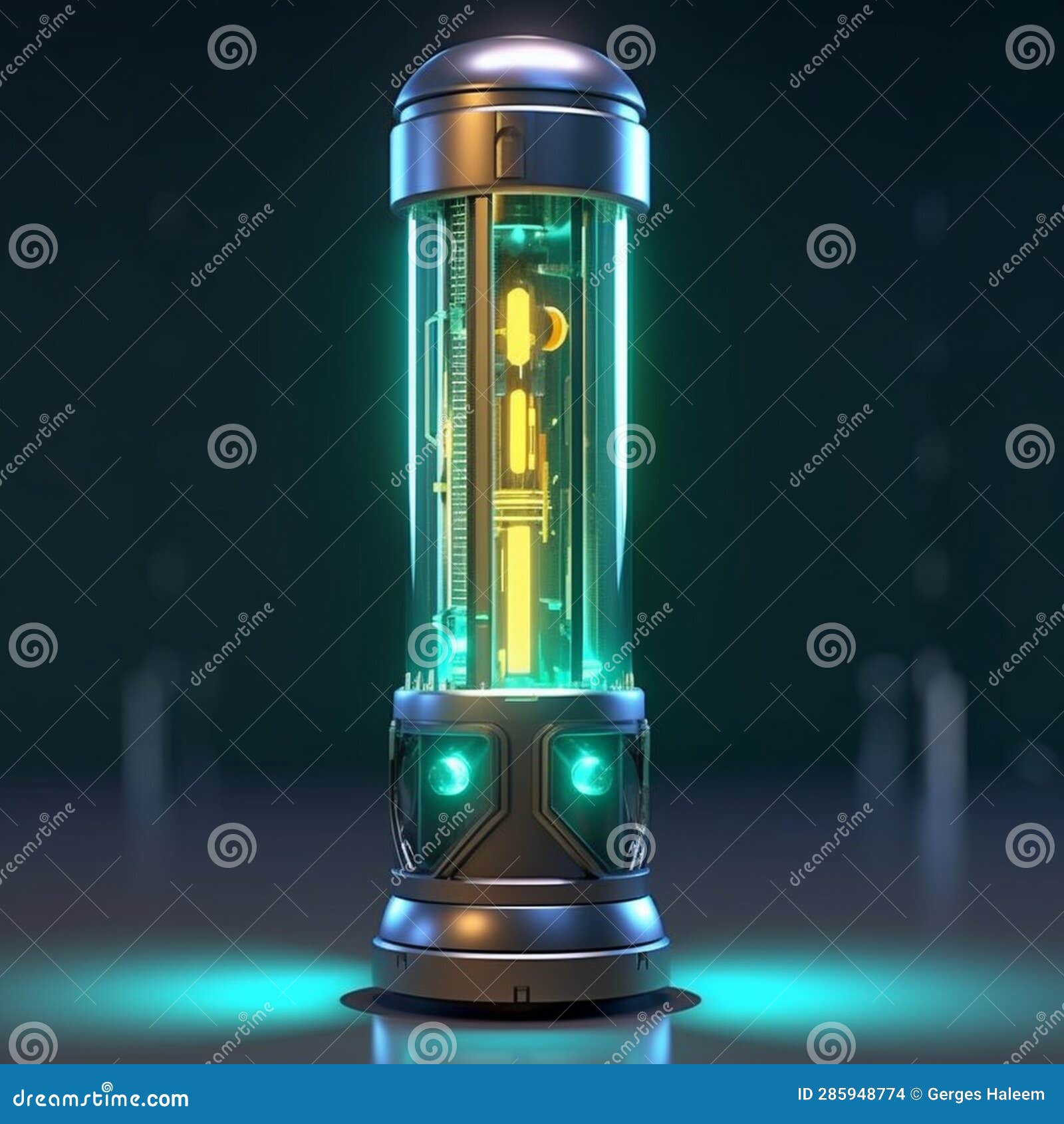 Photo Highttech Plasma Quantum Computer Tube with Glowing Energy Inside ...