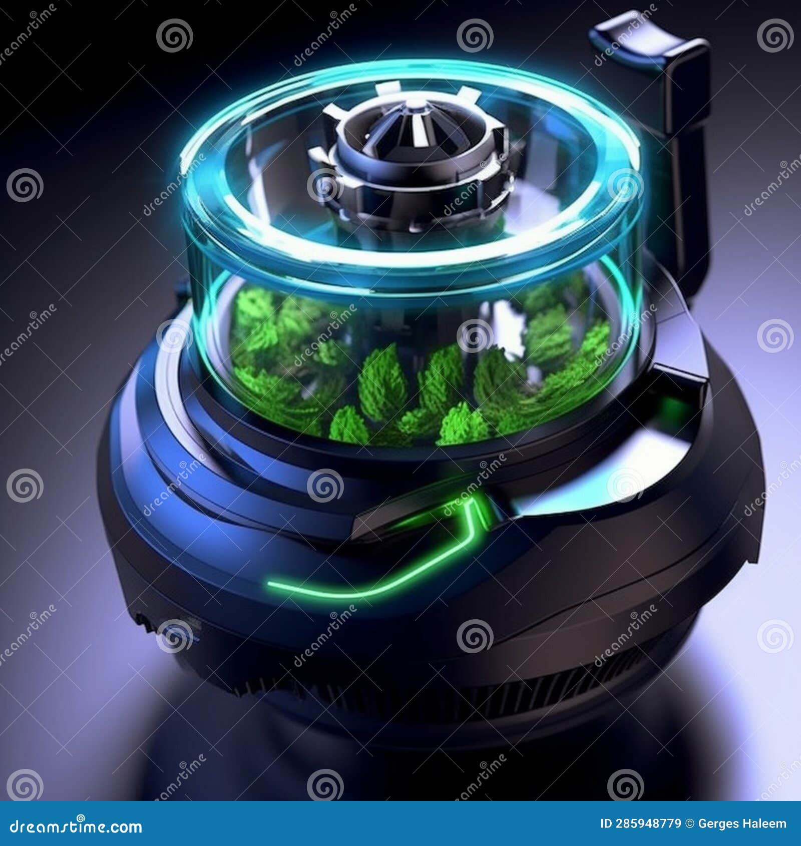 Photo Highttech Plasma Quantum Computer Tube with Glowing Energy Inside ...