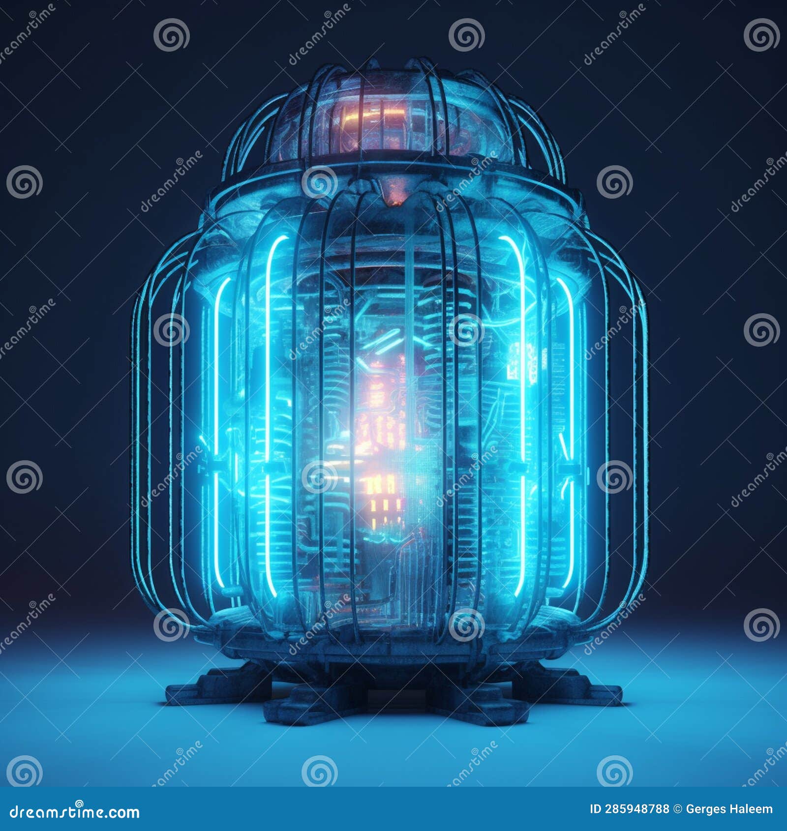 Photo Highttech Plasma Quantum Computer Tube with Glowing Energy Inside ...
