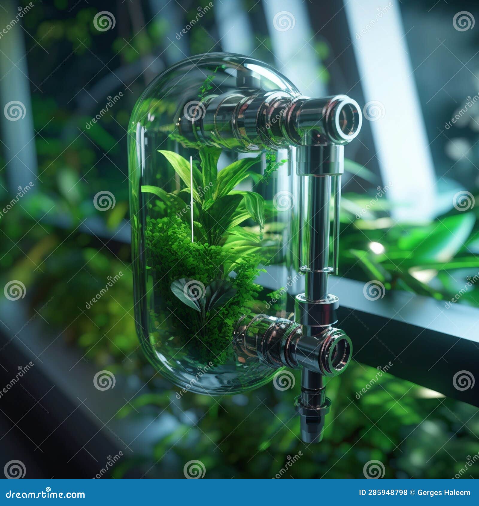 Photo Highttech Plasma Quantum Computer Tube with Glowing Energy Inside ...