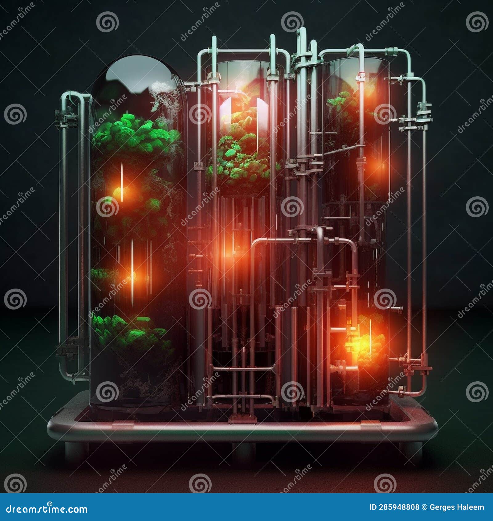 Photo Highttech Plasma Quantum Computer Tube with Glowing Energy Inside ...