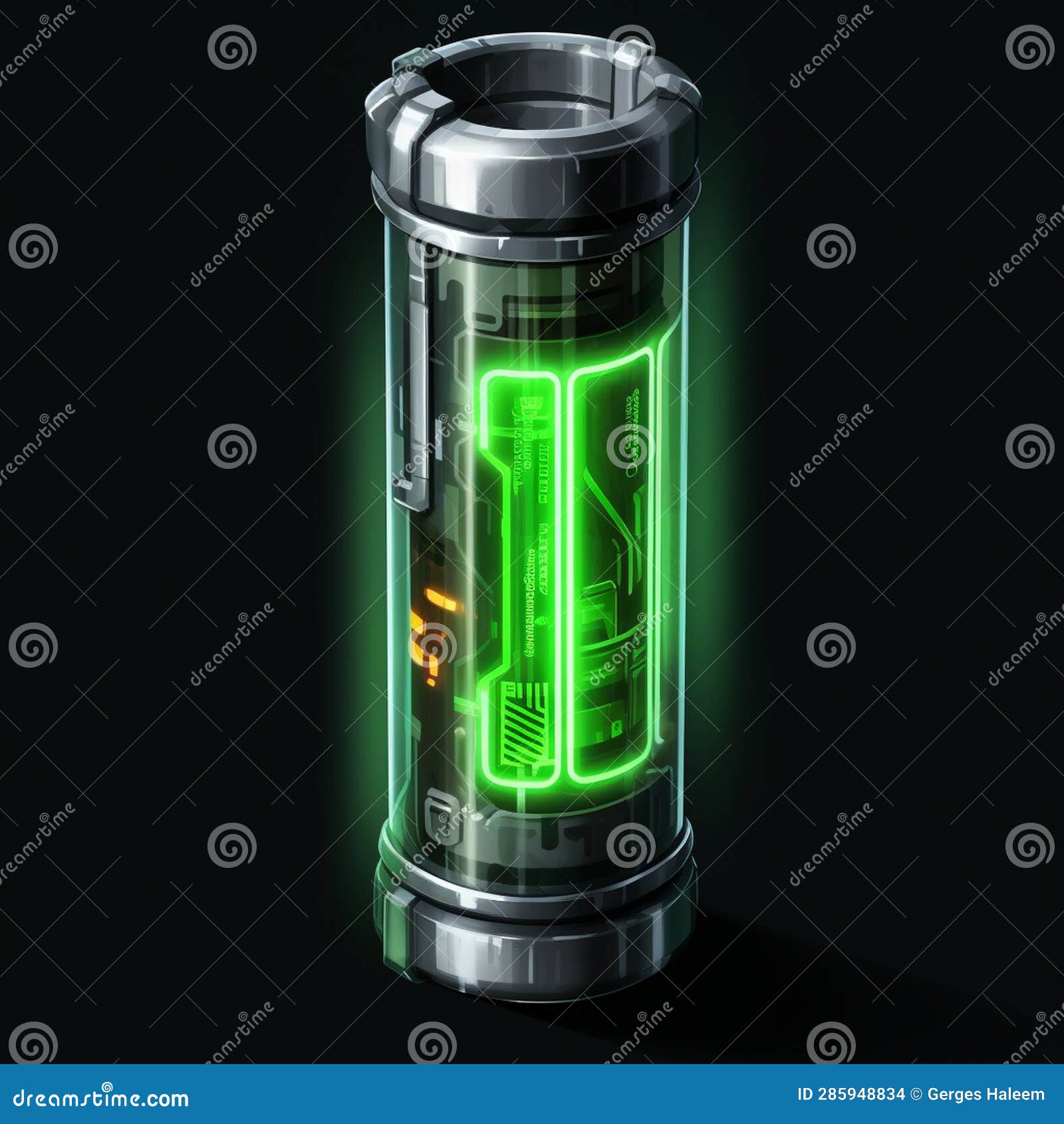 Photo Highttech Plasma Quantum Computer Tube with Glowing Energy Inside ...