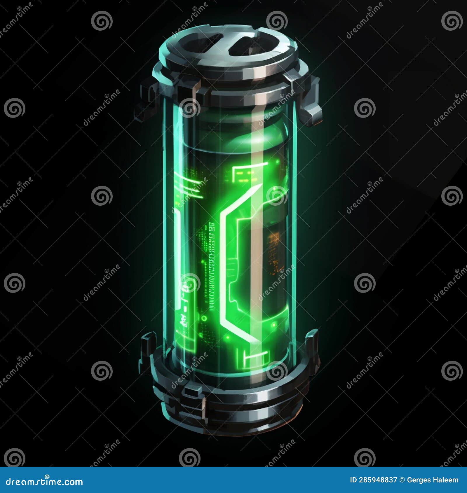 Photo Highttech Plasma Quantum Computer Tube with Glowing Energy Inside ...