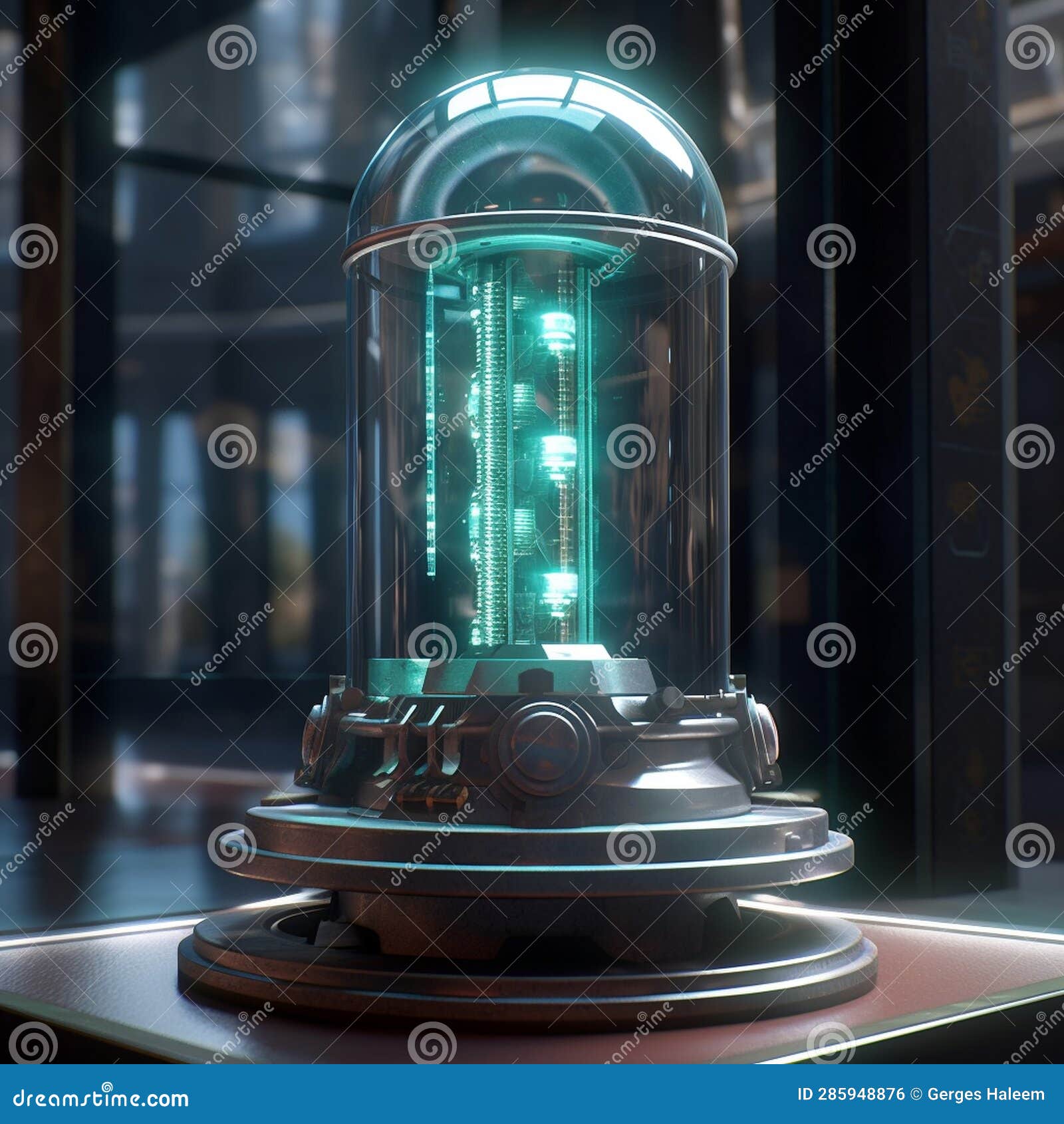 Photo Highttech Plasma Quantum Computer Tube with Glowing Energy Inside ...