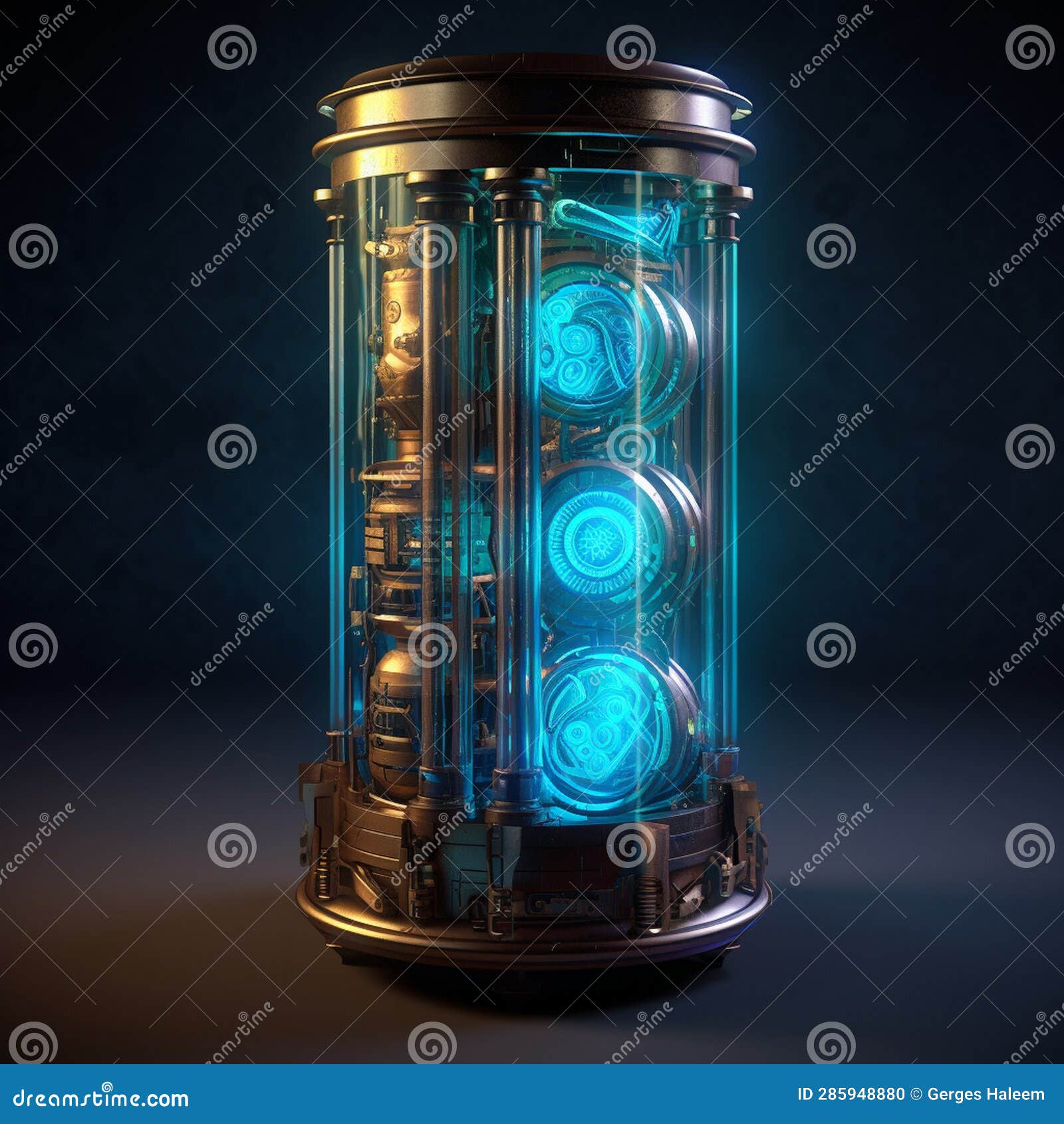 Photo Highttech Plasma Quantum Computer Tube with Glowing Energy Inside ...