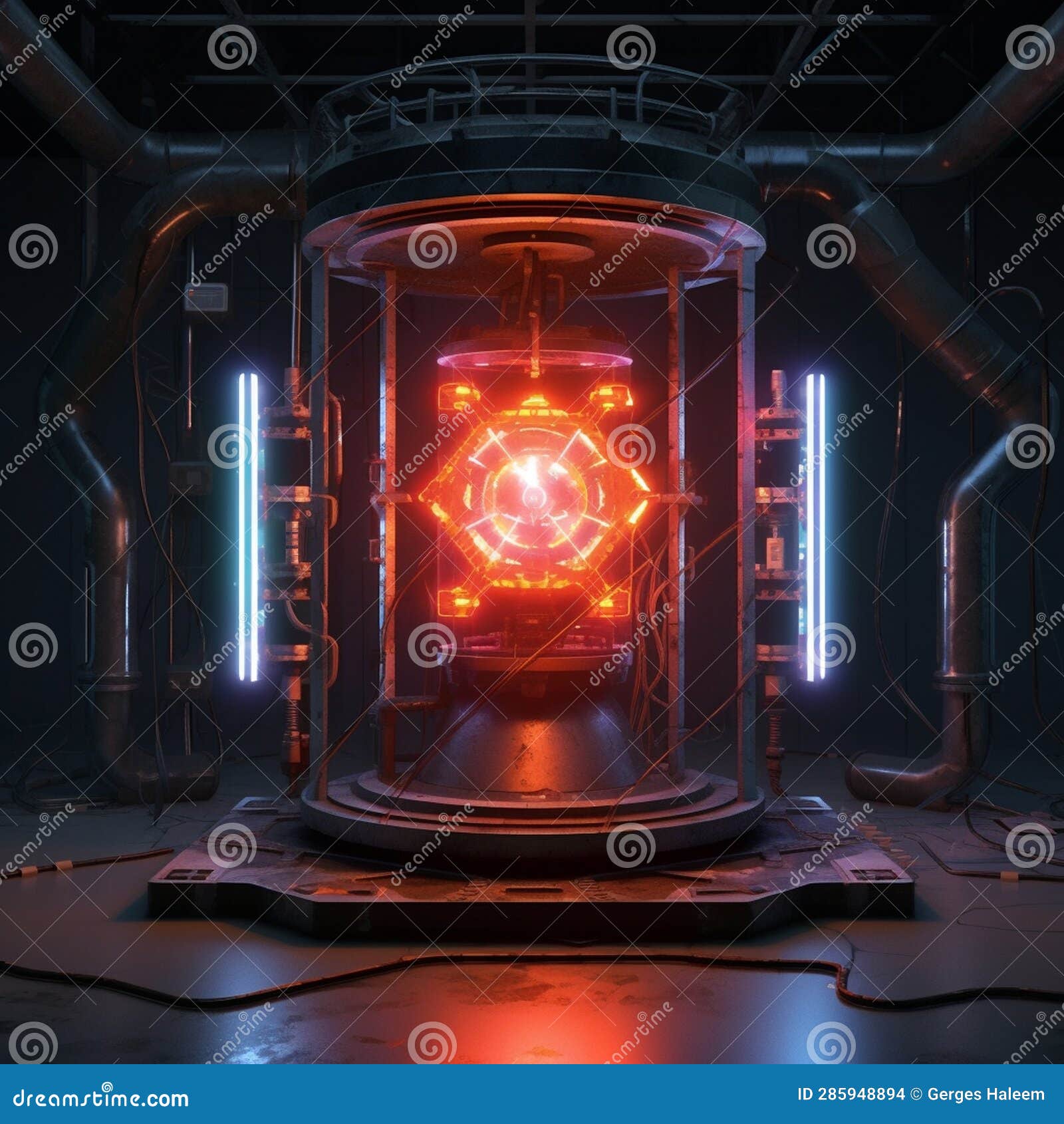 Photo Highttech Plasma Quantum Computer Tube with Glowing Energy Inside ...