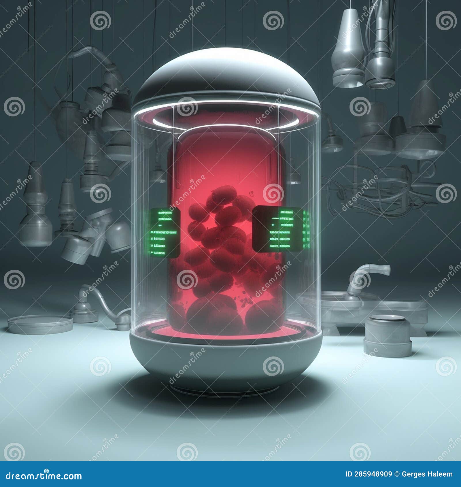 Photo Highttech Plasma Quantum Computer Tube With Glowing Energy Inside ...