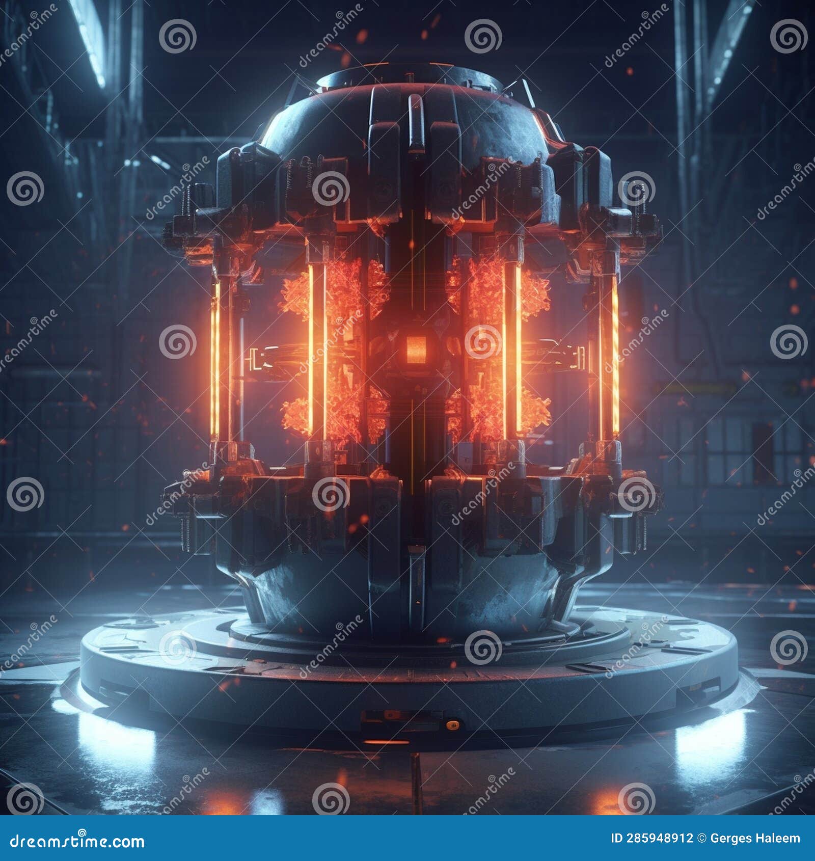 Photo Highttech Plasma Quantum Computer Tube With Glowing Energy Inside ...