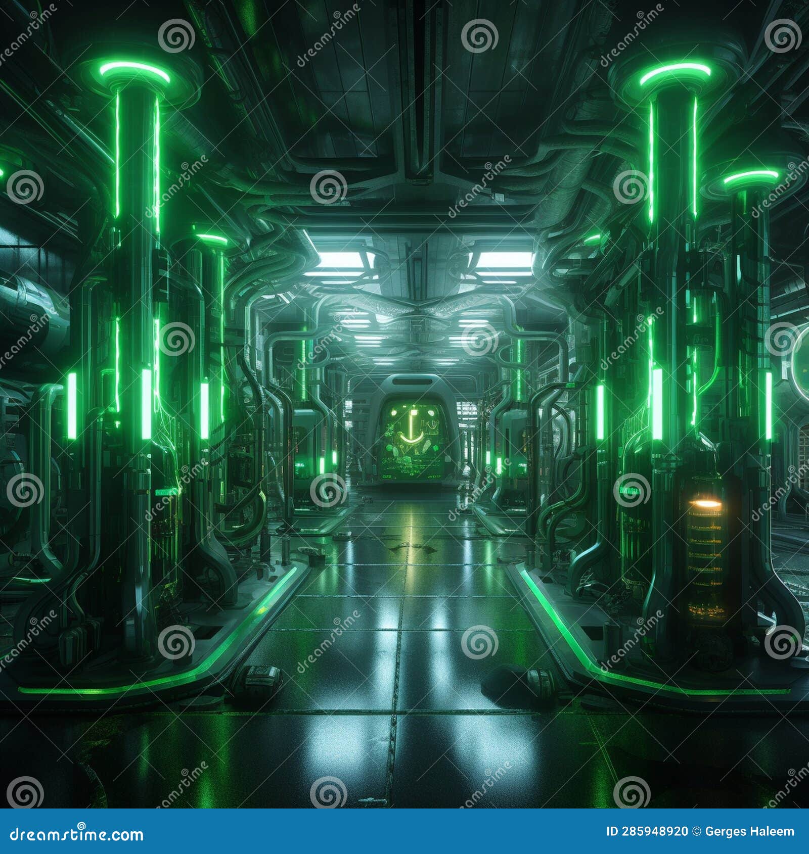 Photo Highttech Plasma Quantum Computer Tube With Glowing Energy Inside ...