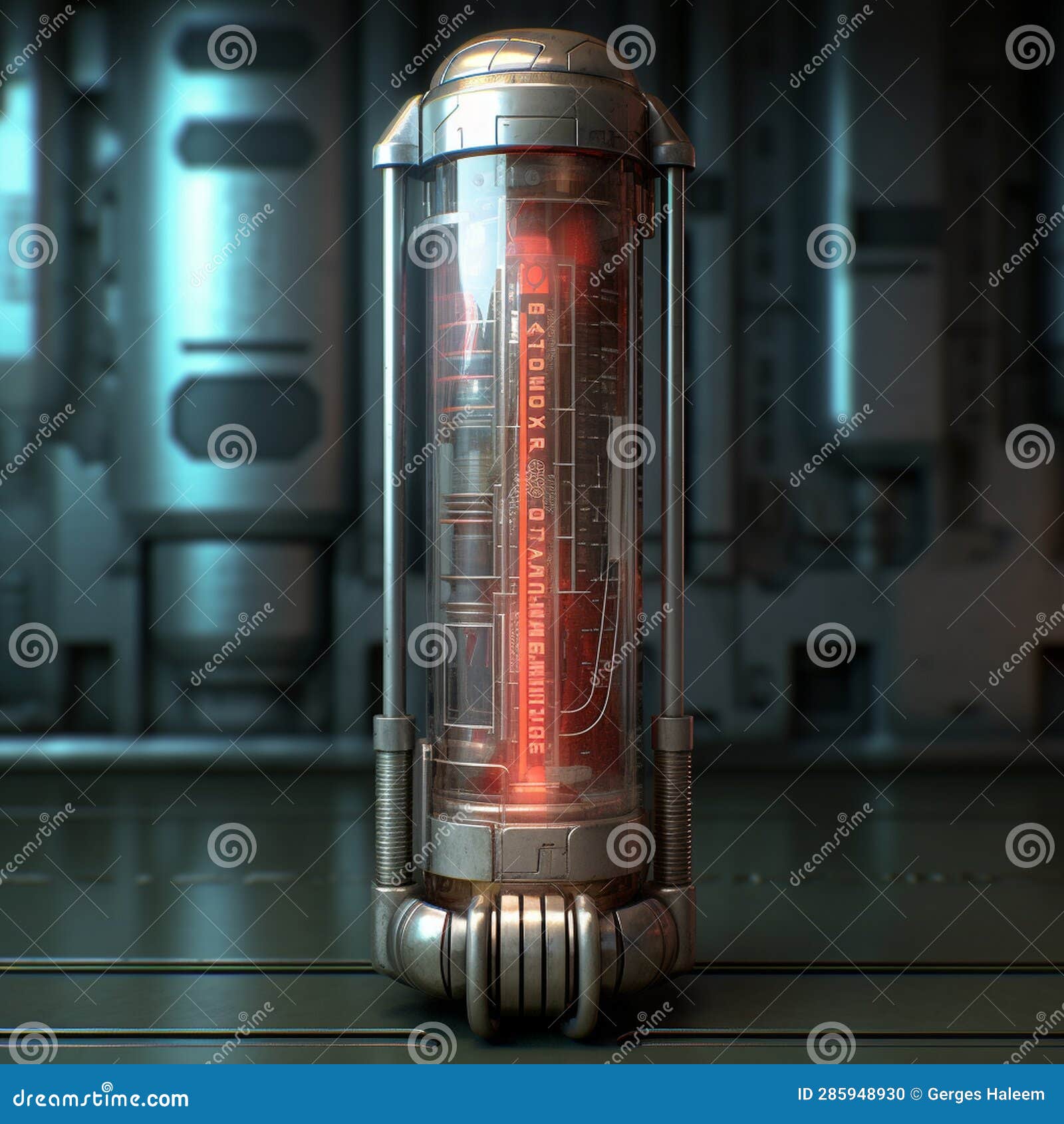 Photo Highttech Plasma Quantum Computer Tube With Glowing Energy Inside ...