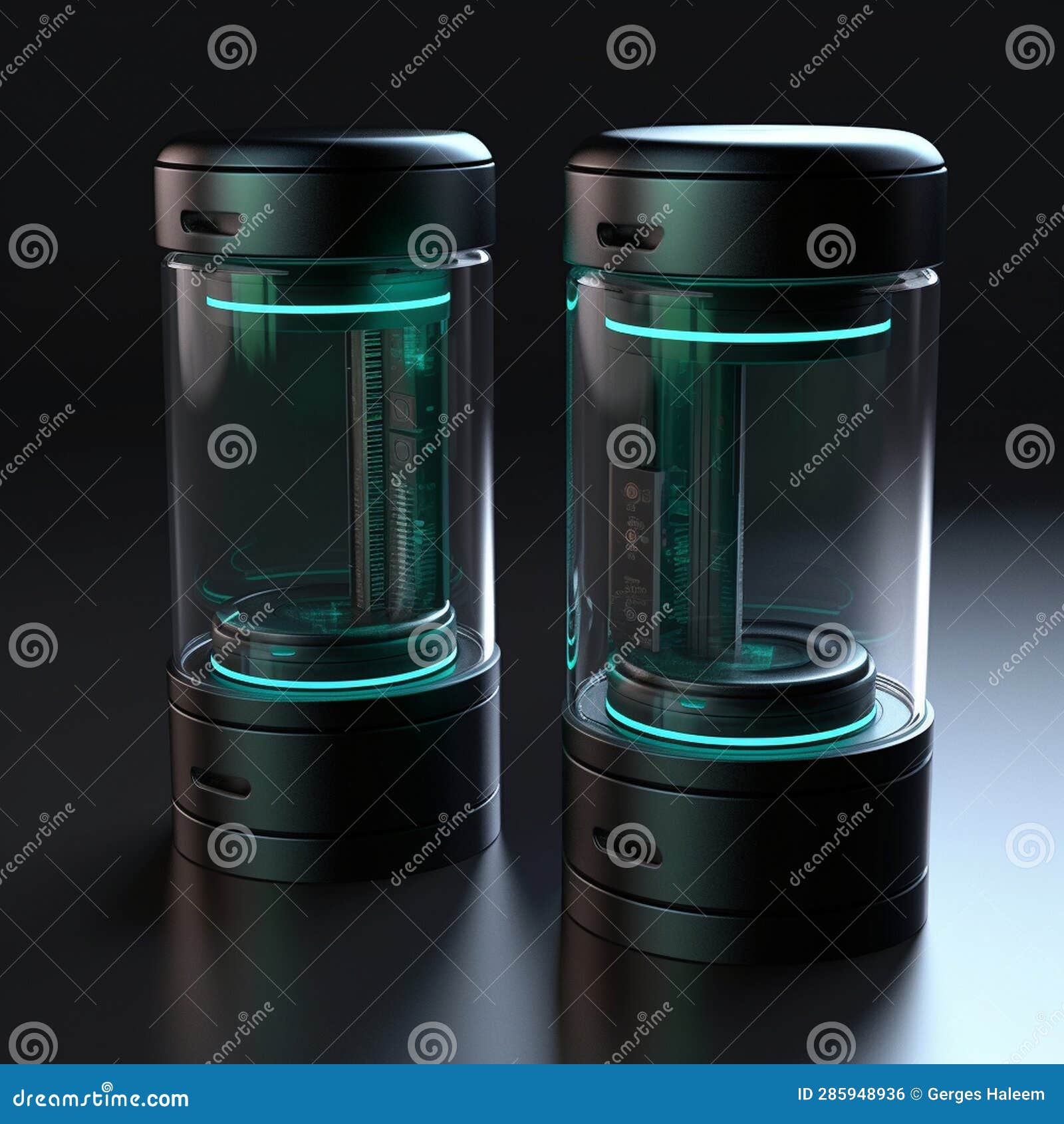 Photo Highttech Plasma Quantum Computer Tube With Glowing Energy Inside ...