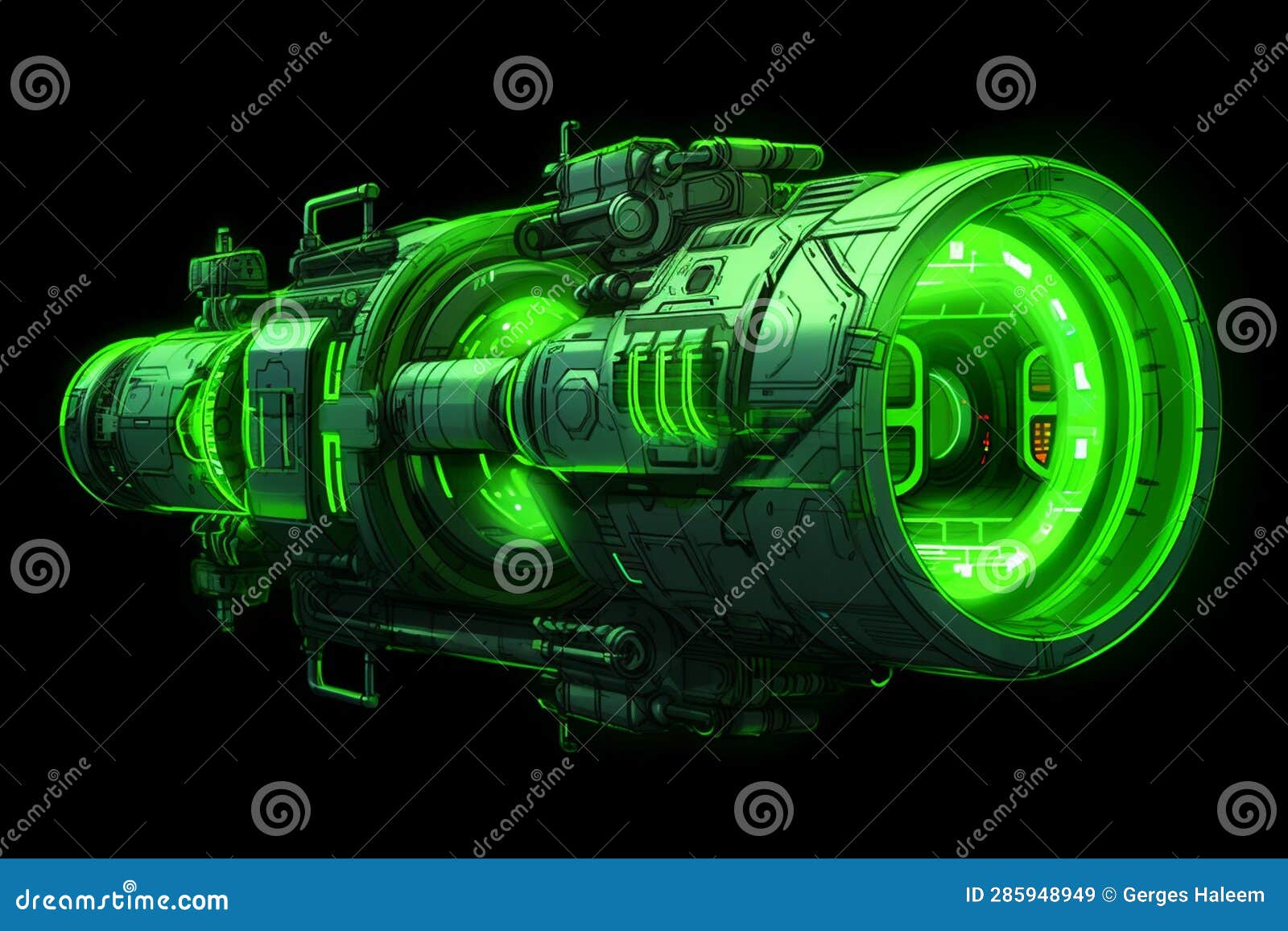 Photo Highttech Plasma Quantum Computer Tube With Glowing Energy Inside ...