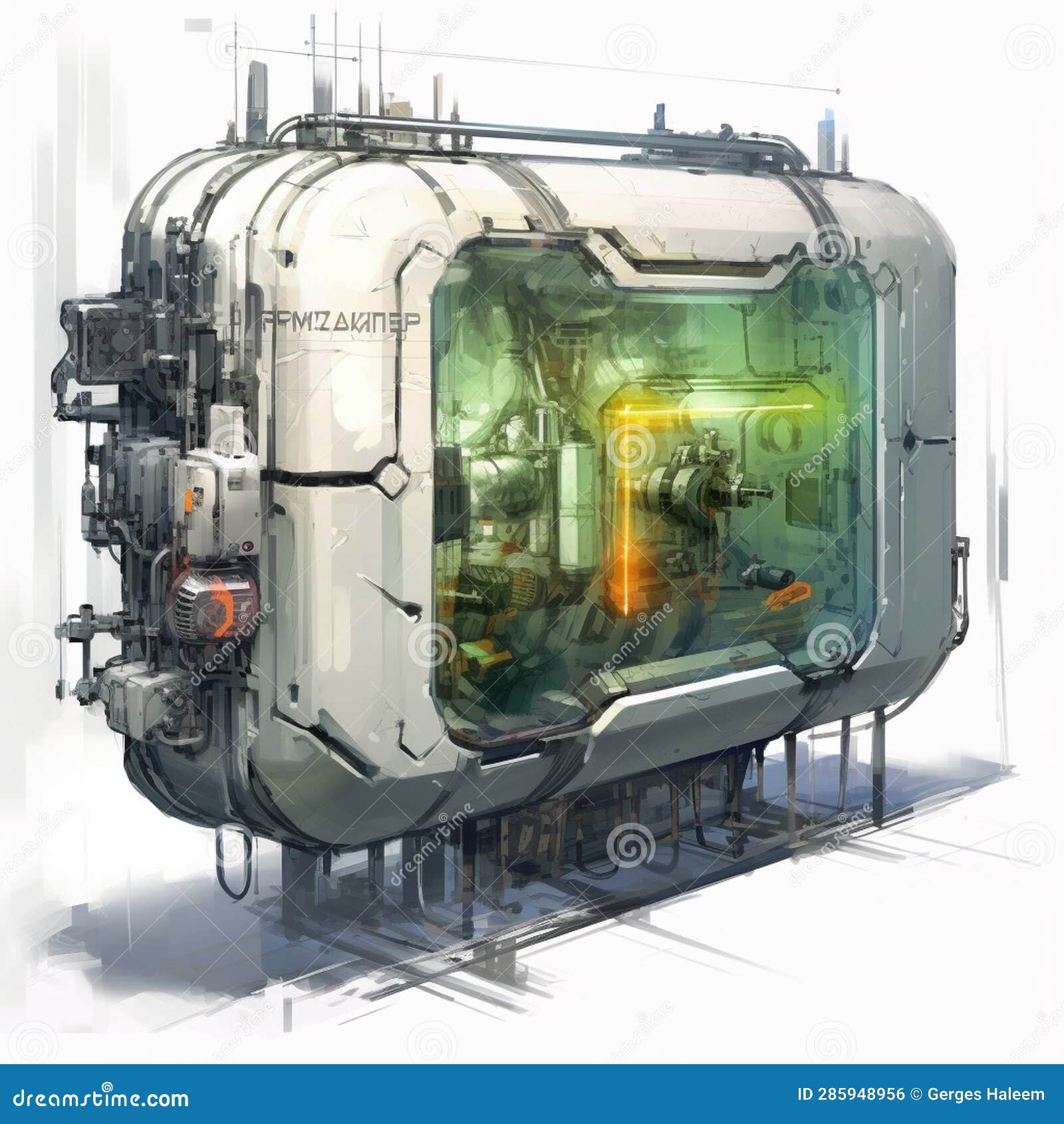 Photo Highttech Plasma Quantum Computer Tube With Glowing Energy Inside ...