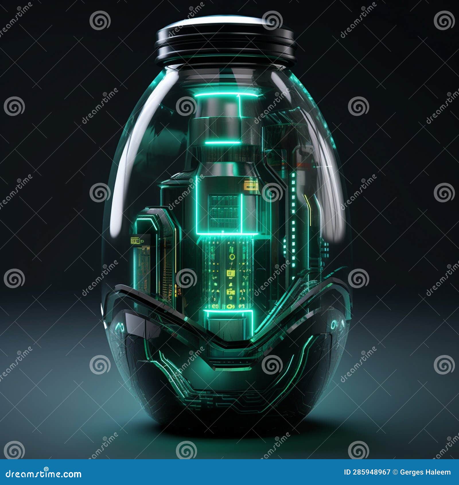 Photo Highttech Plasma Quantum Computer Tube With Glowing Energy Inside ...