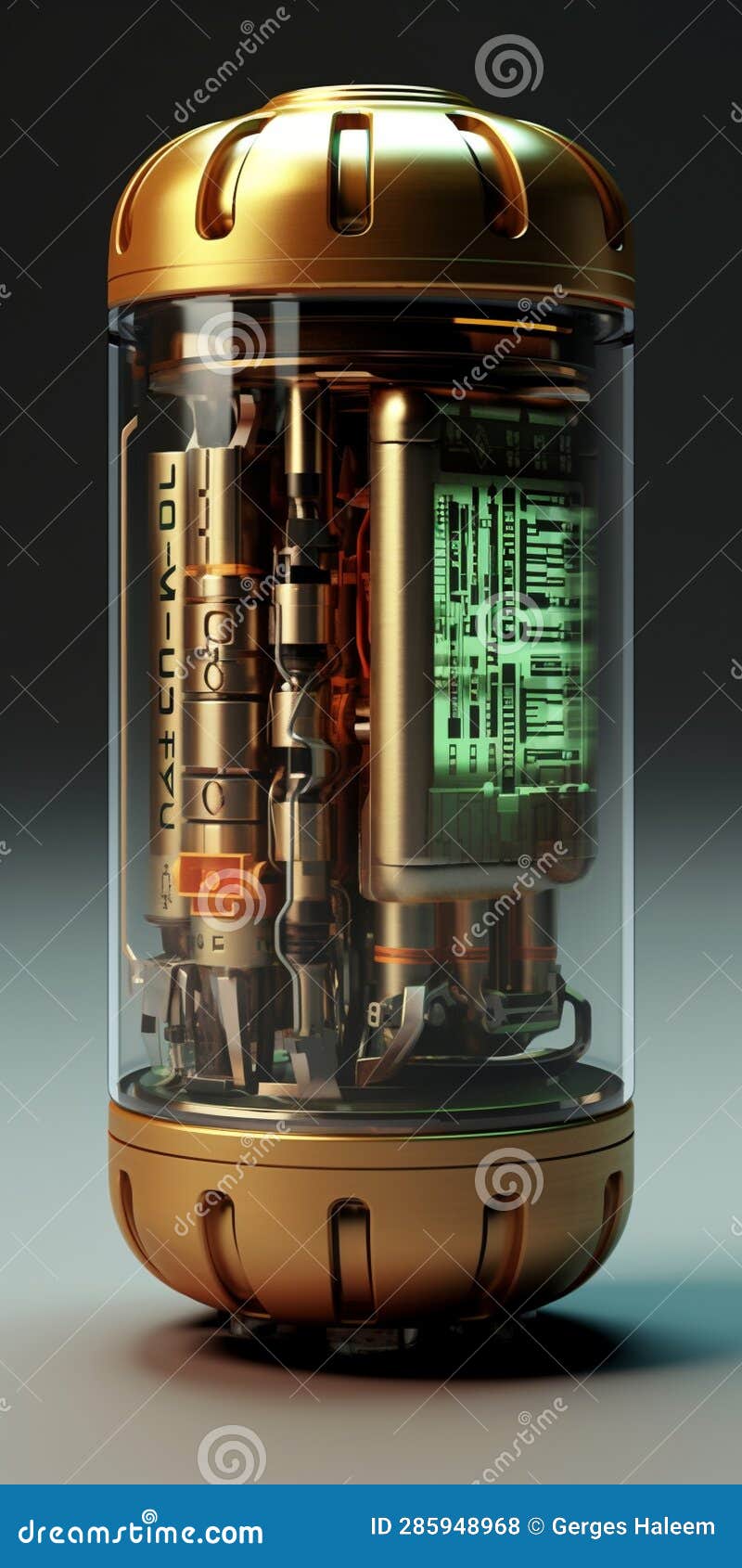 Photo Highttech Plasma Quantum Computer Tube With Glowing Energy Inside ...