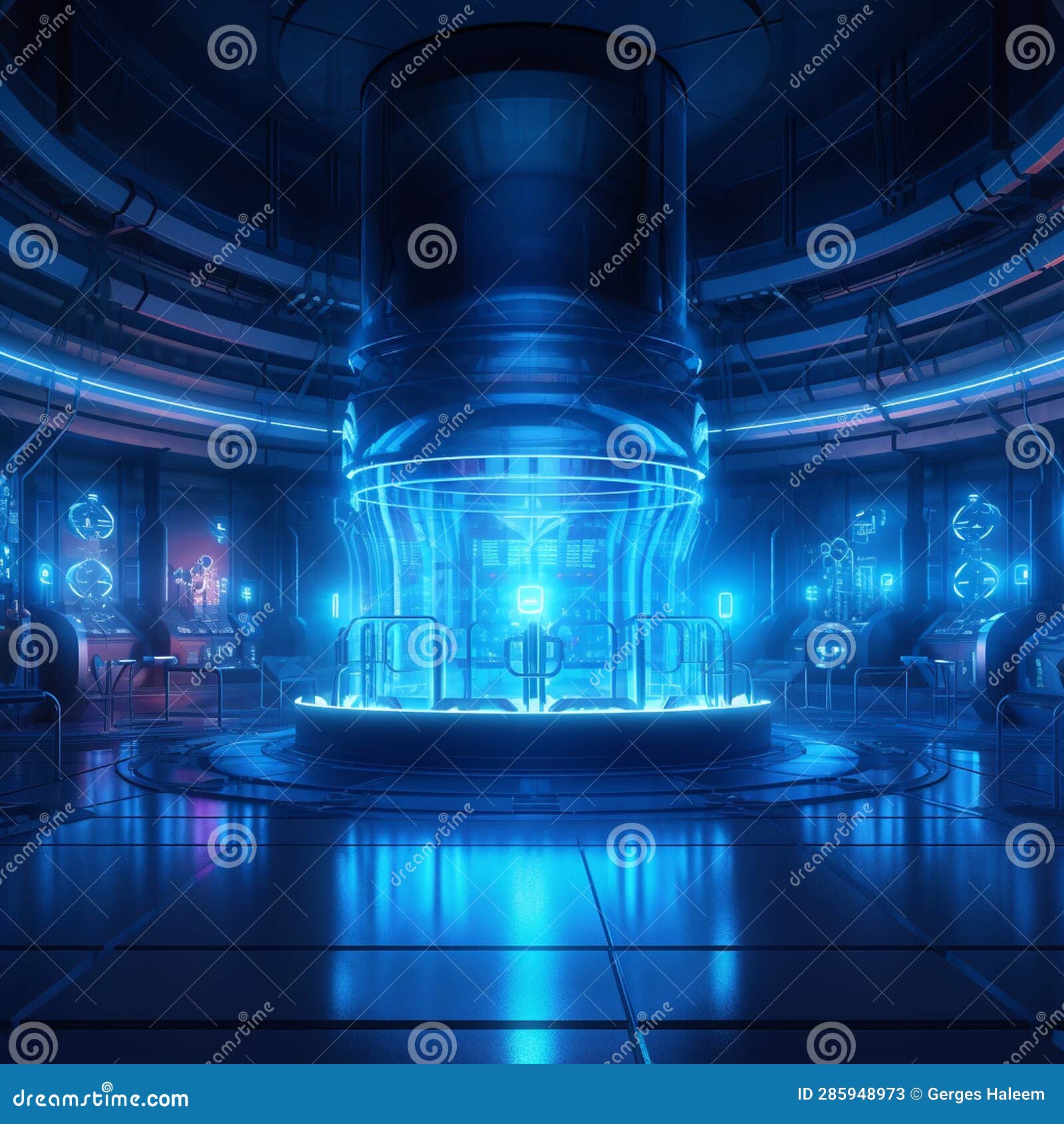 Photo Highttech Plasma Quantum Computer Tube with Glowing Energy Inside ...