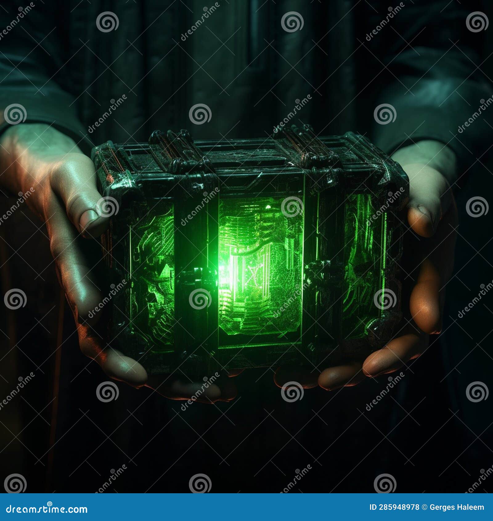 Photo Highttech Plasma Quantum Computer Tube With Glowing Energy Inside ...