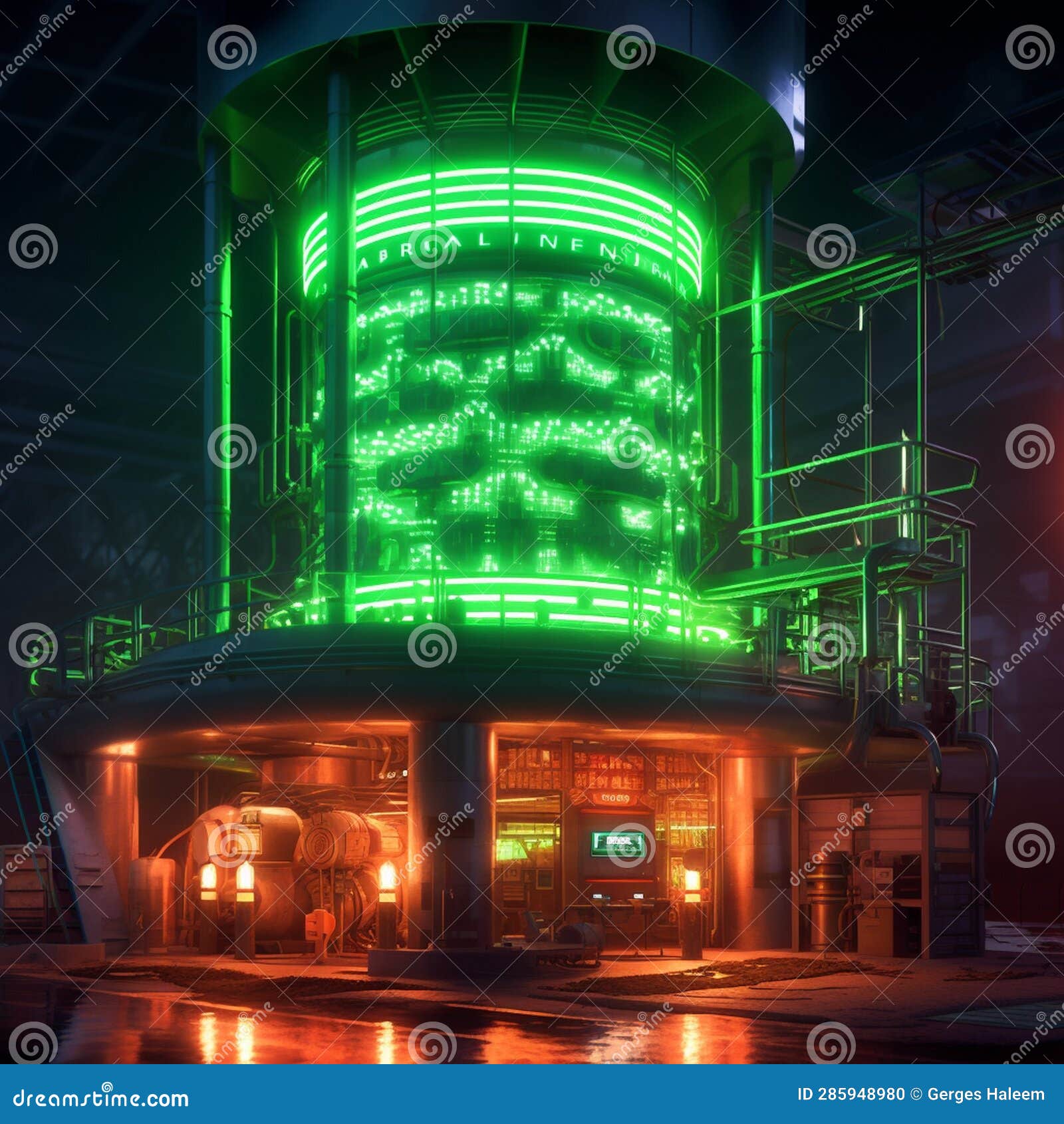 Photo Highttech Plasma Quantum Computer Tube With Glowing Energy Inside ...