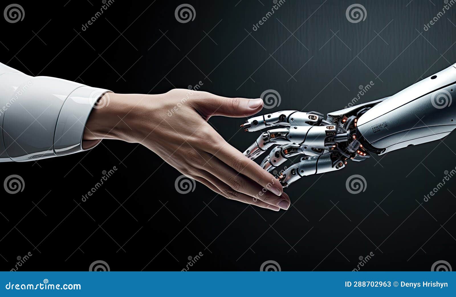 Photo of a Human Hand Connecting with Robotic Hand in a Symbolic ...
